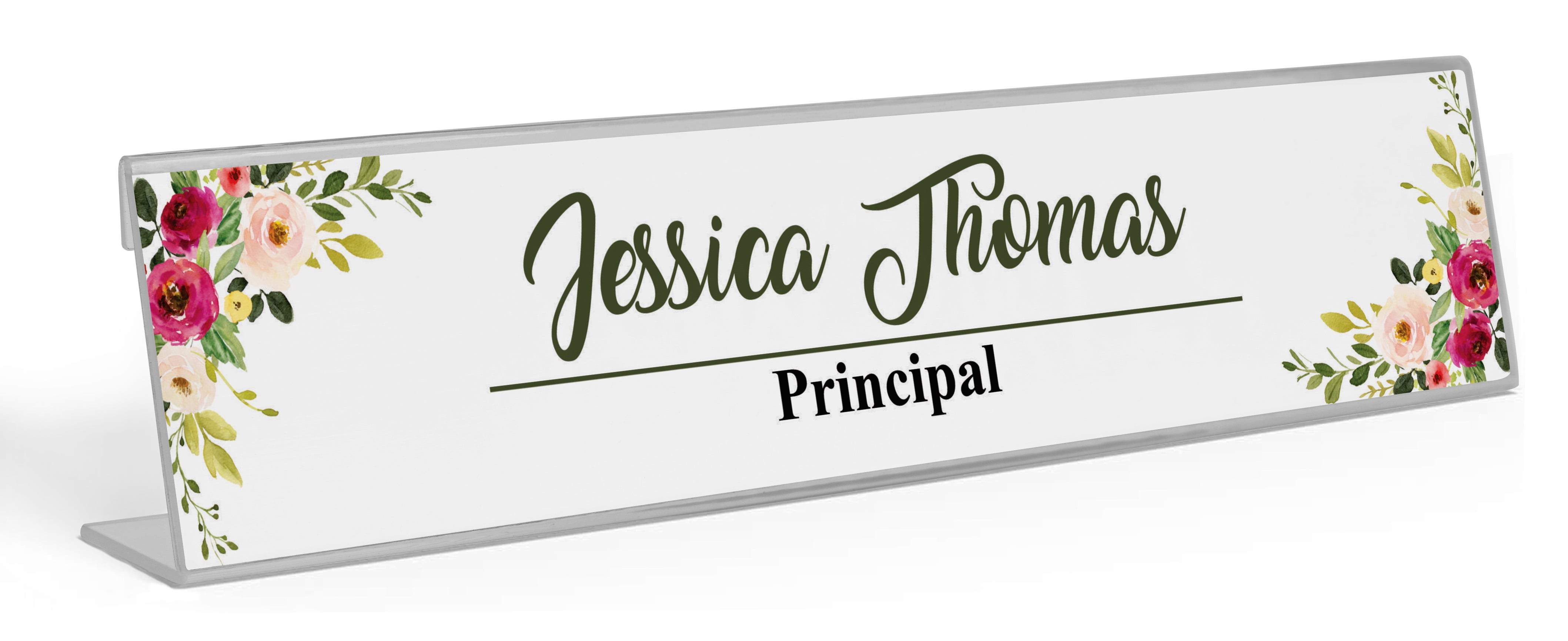 Printtoo Personalized Desk Name Plate Pretty Floral Custom Acrylic ...
