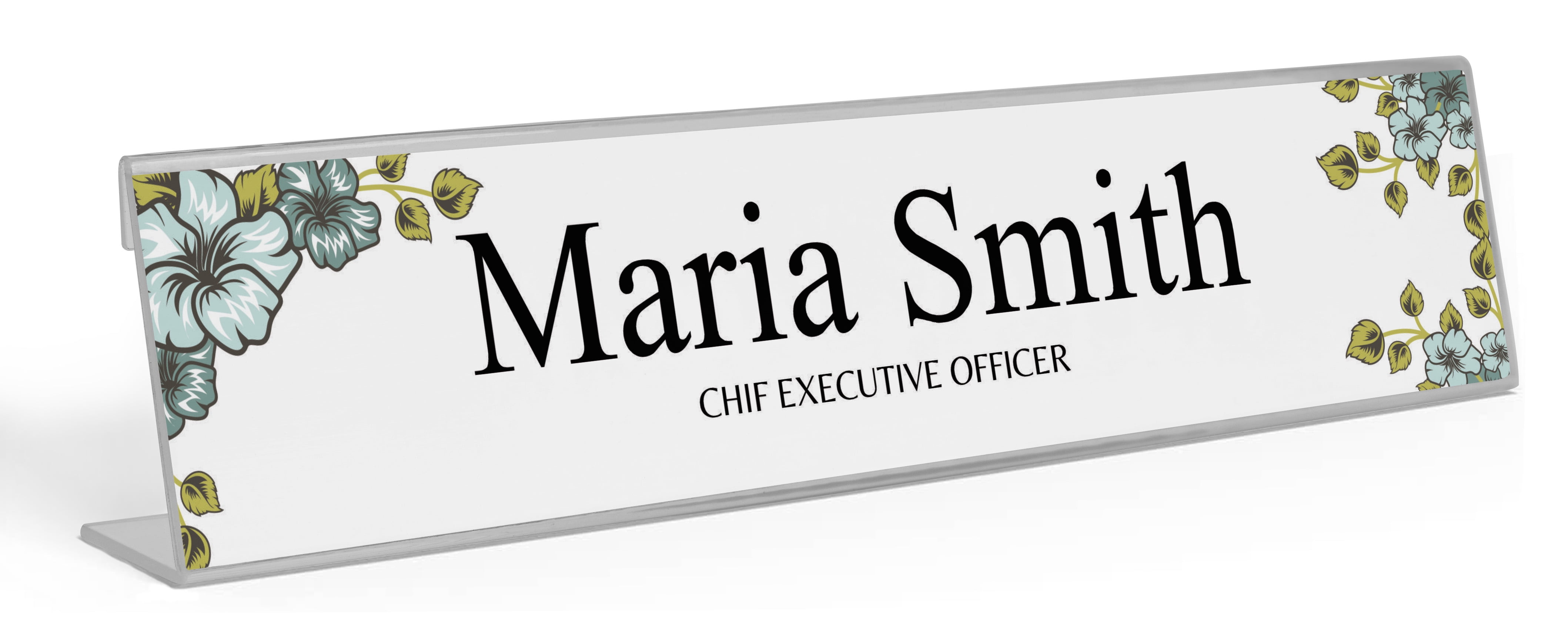 Printtoo Personalized Desk Name Plate Pretty Floral Custom Acrylic ...