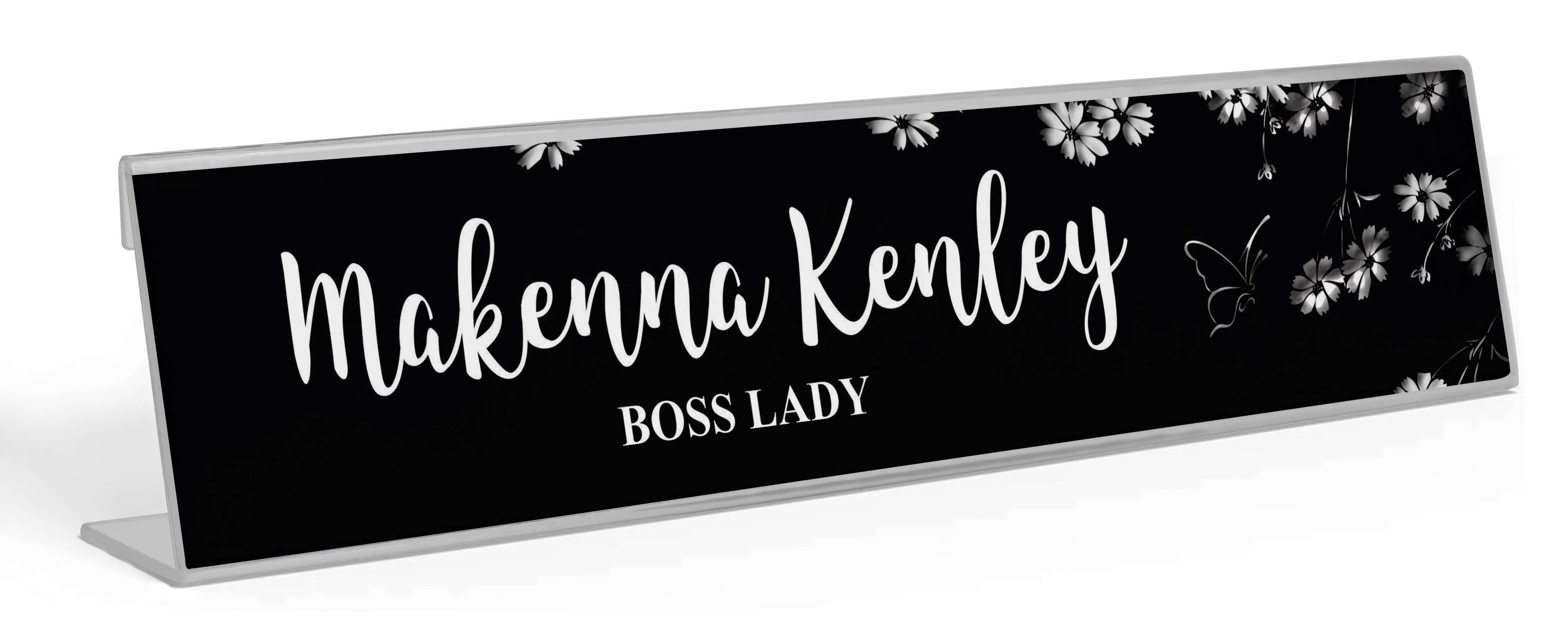 Printtoo Personalized Desk Name Plate Pretty & Flowers Custom Acrylic ...