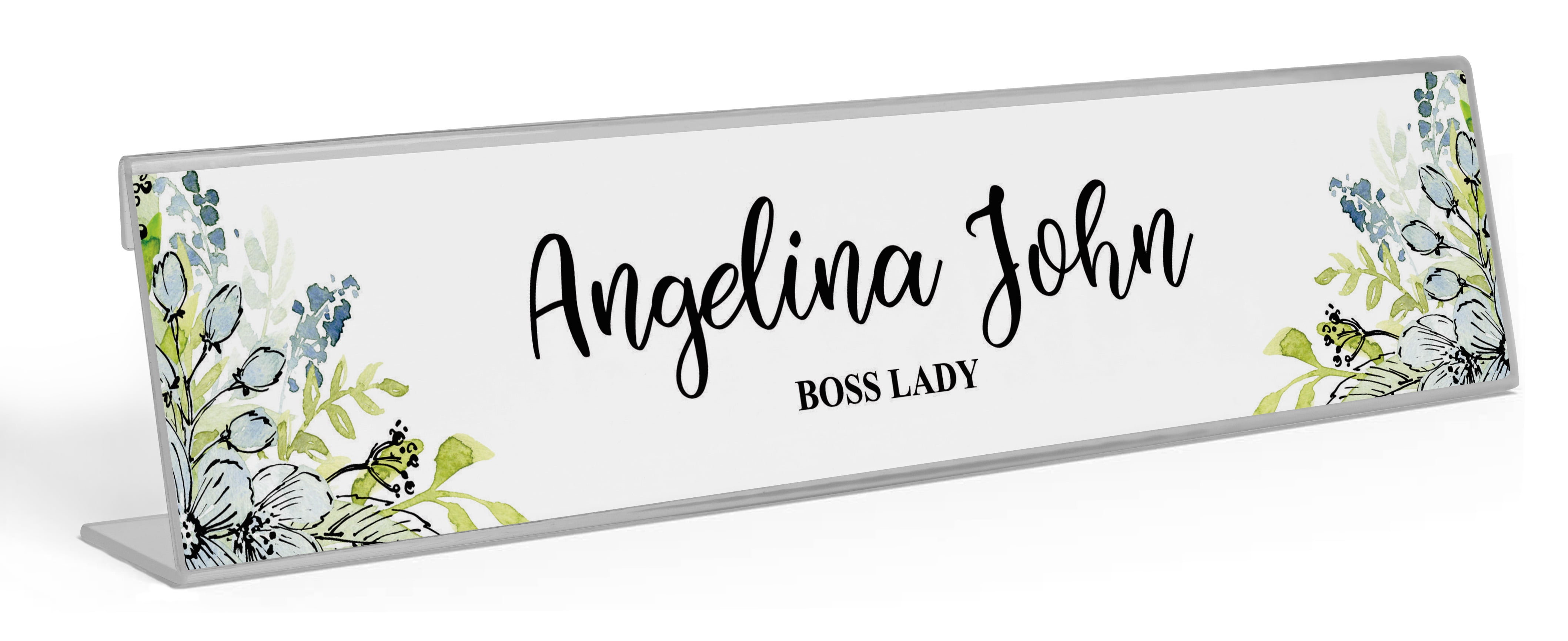 Printtoo Personalized Desk Name Plate Pretty Greenery Prints Custom ...