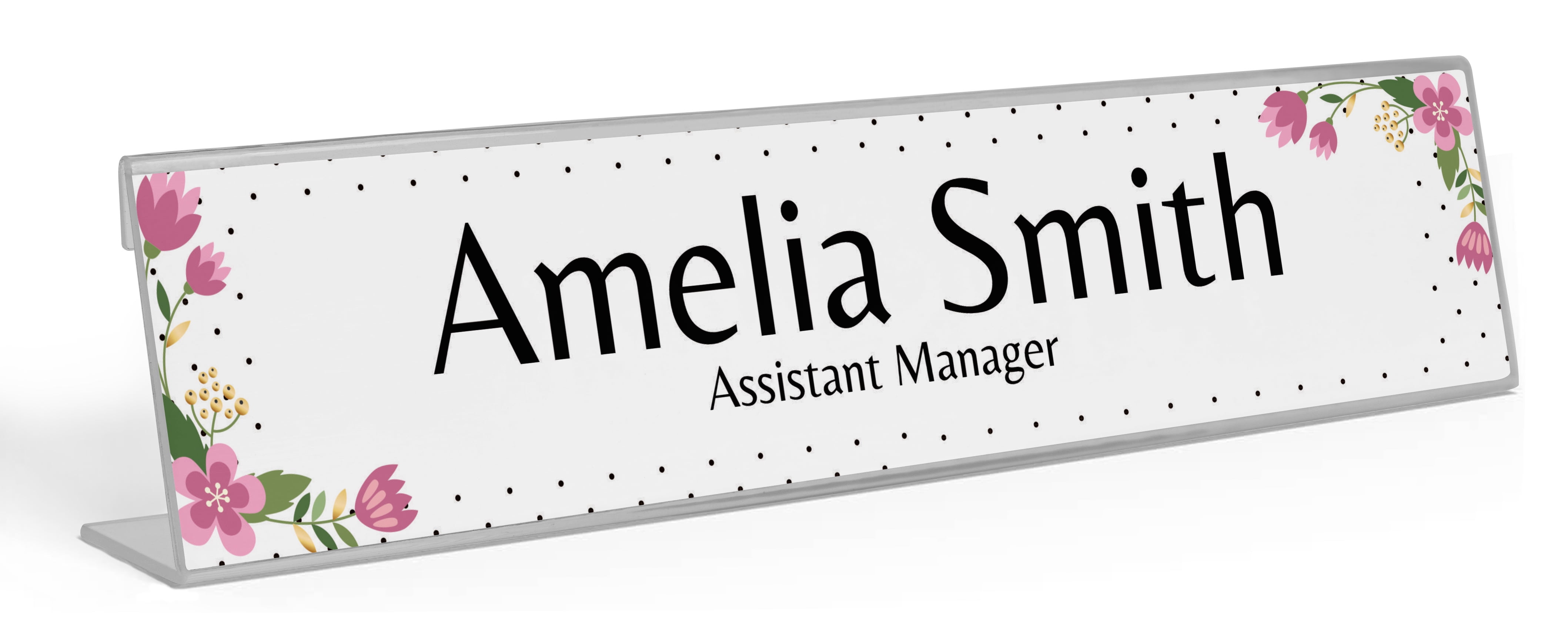 Printtoo Personalized Desk Name Plate Pretty Hand Painted Flower Custom ...