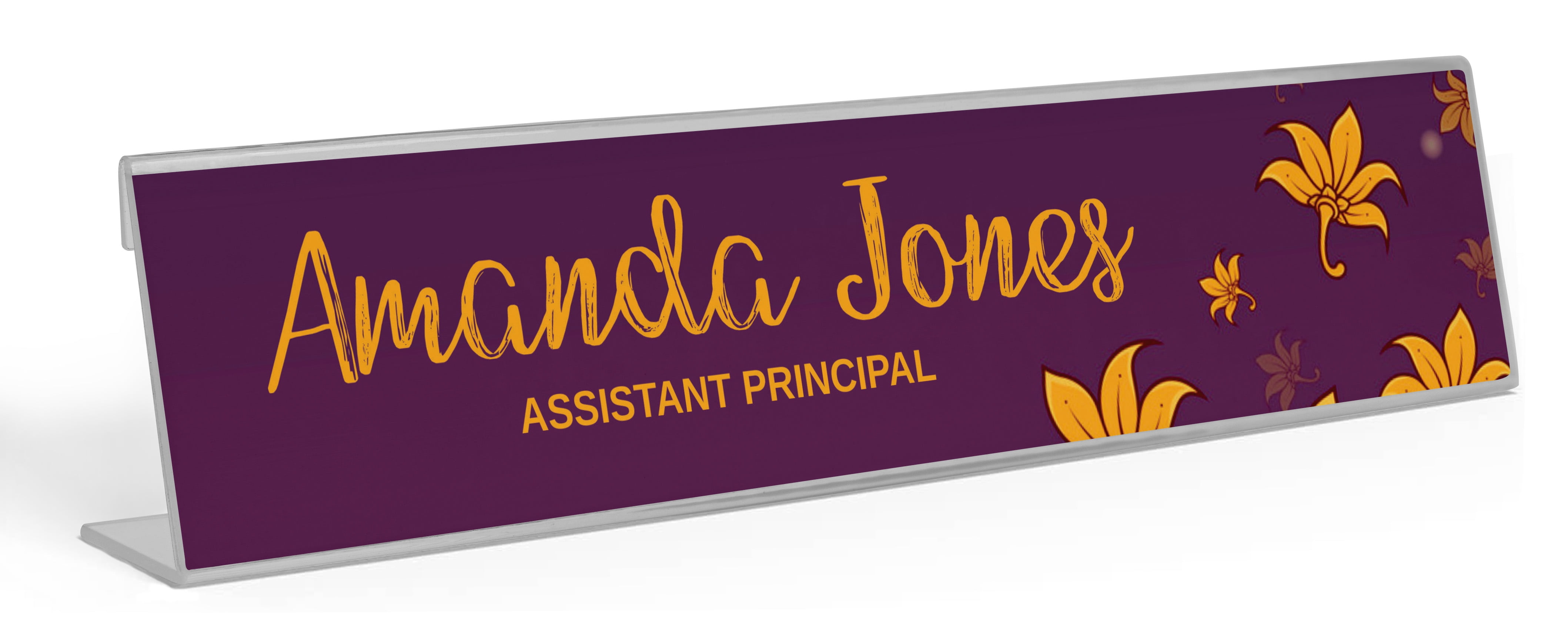 Printtoo Personalized Desk Name Plate Pretty Leaf Custom Acrylic Office ...