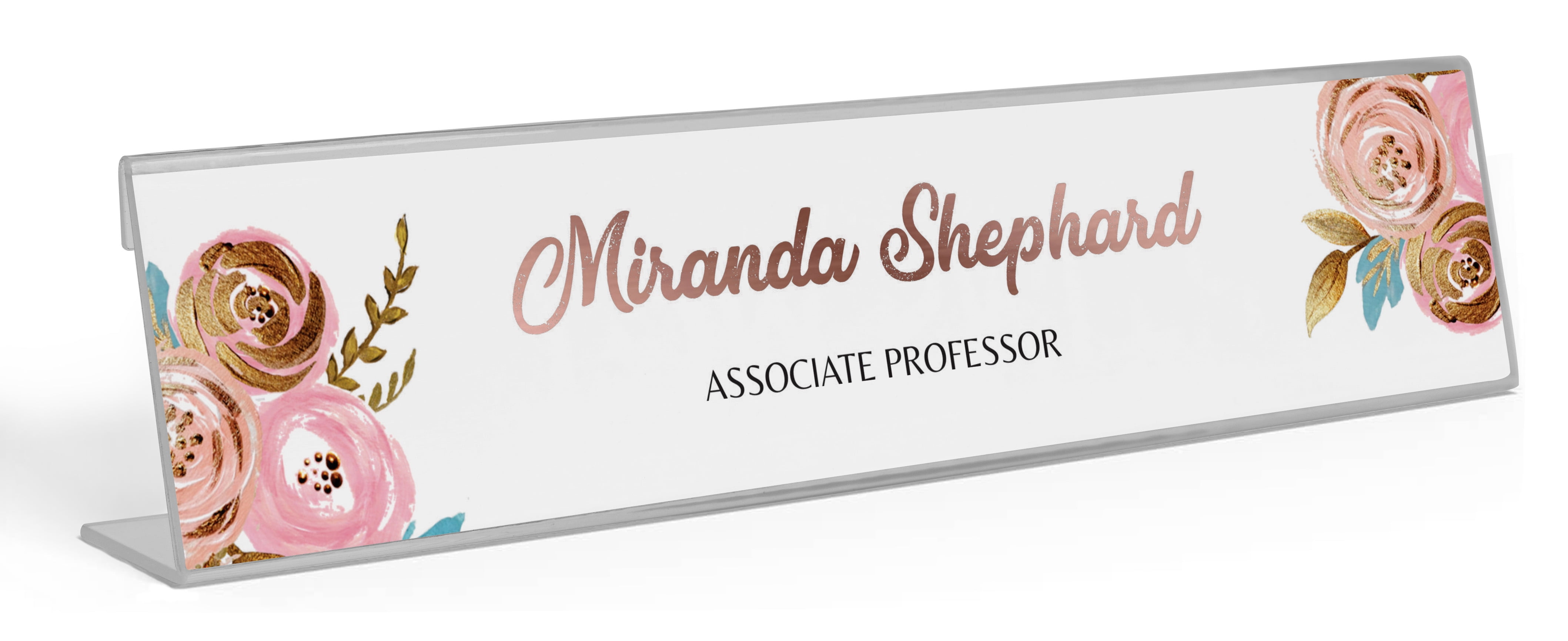 Printtoo Personalized Desk Name Plate Pretty Pink Gold Watercolour ...