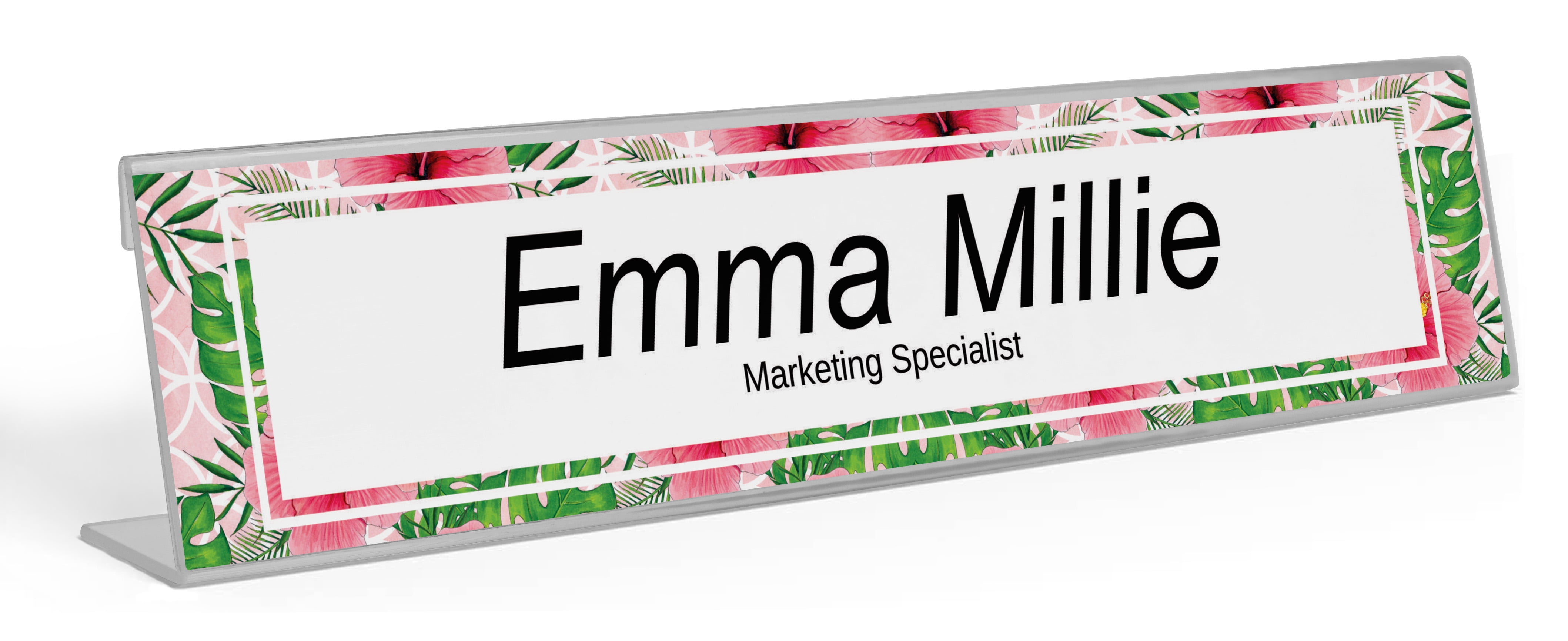 Printtoo Personalized Desk Name Plate Pretty Tropical Flower Custom ...