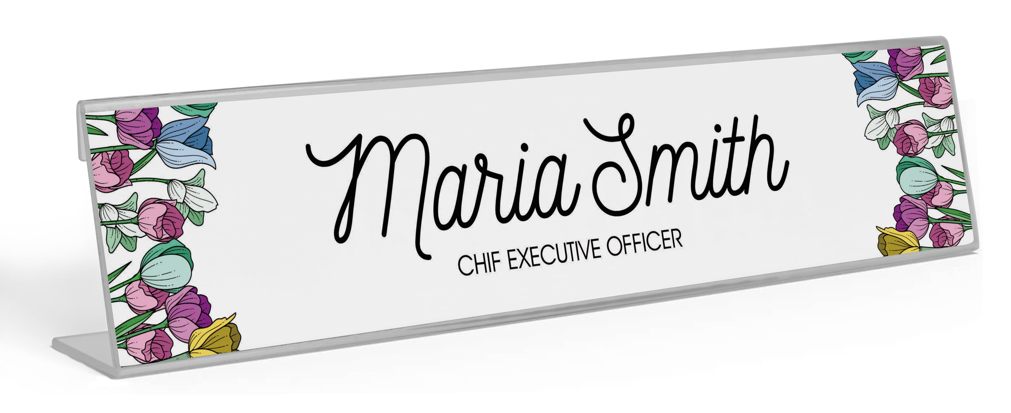 Printtoo Personalized Desk Name Plate Pretty Tulips Custom Acrylic ...