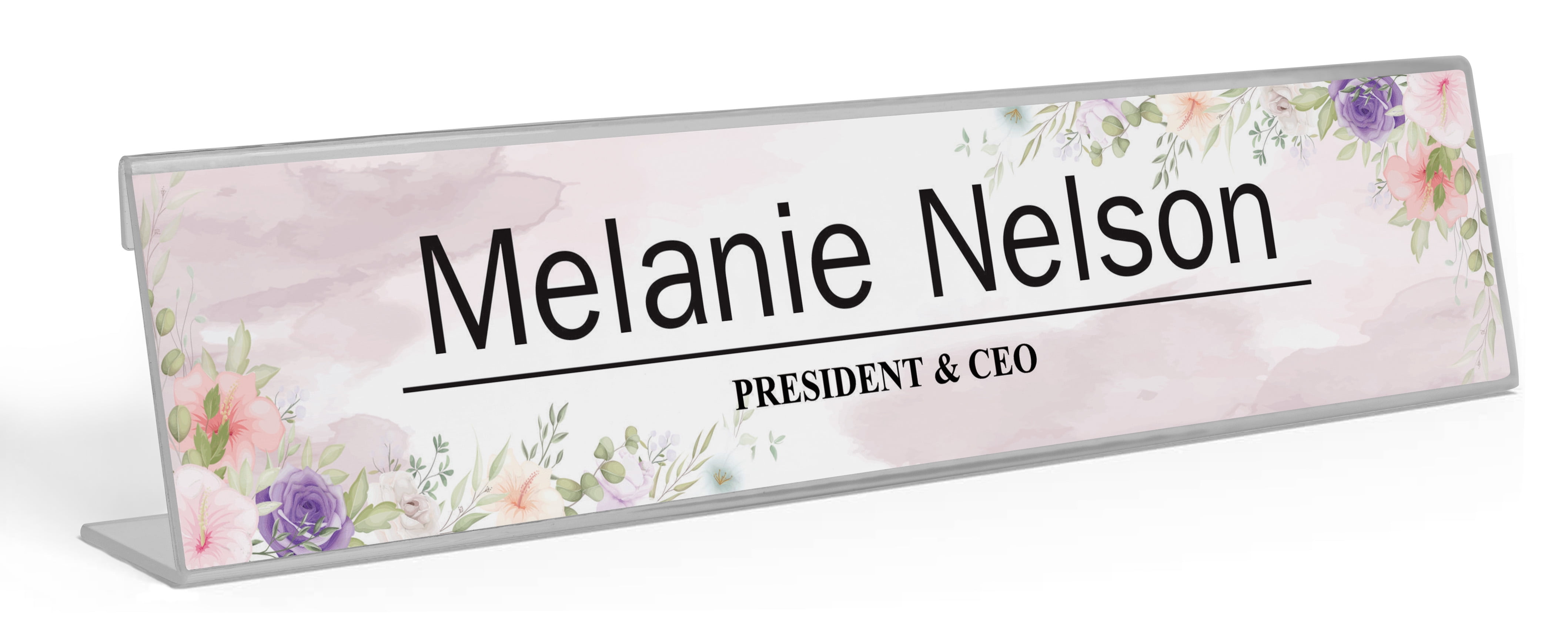 Printtoo Personalized Desk Name Plate Pretty Water Colour Flower Custom ...