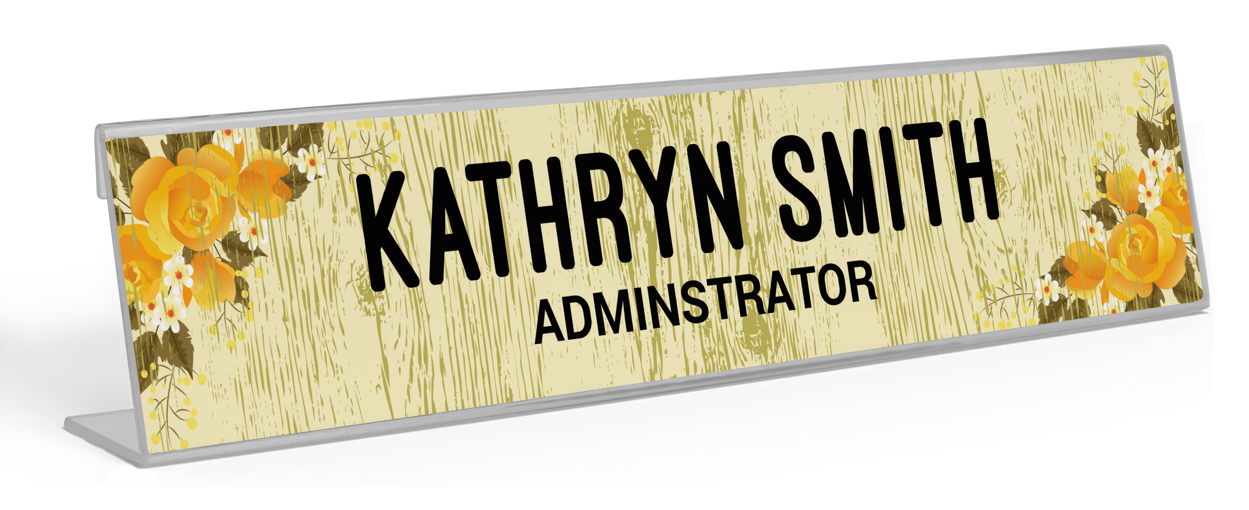 Printtoo Personalized Desk Name Plate Pretty Wood Texture Custom ...