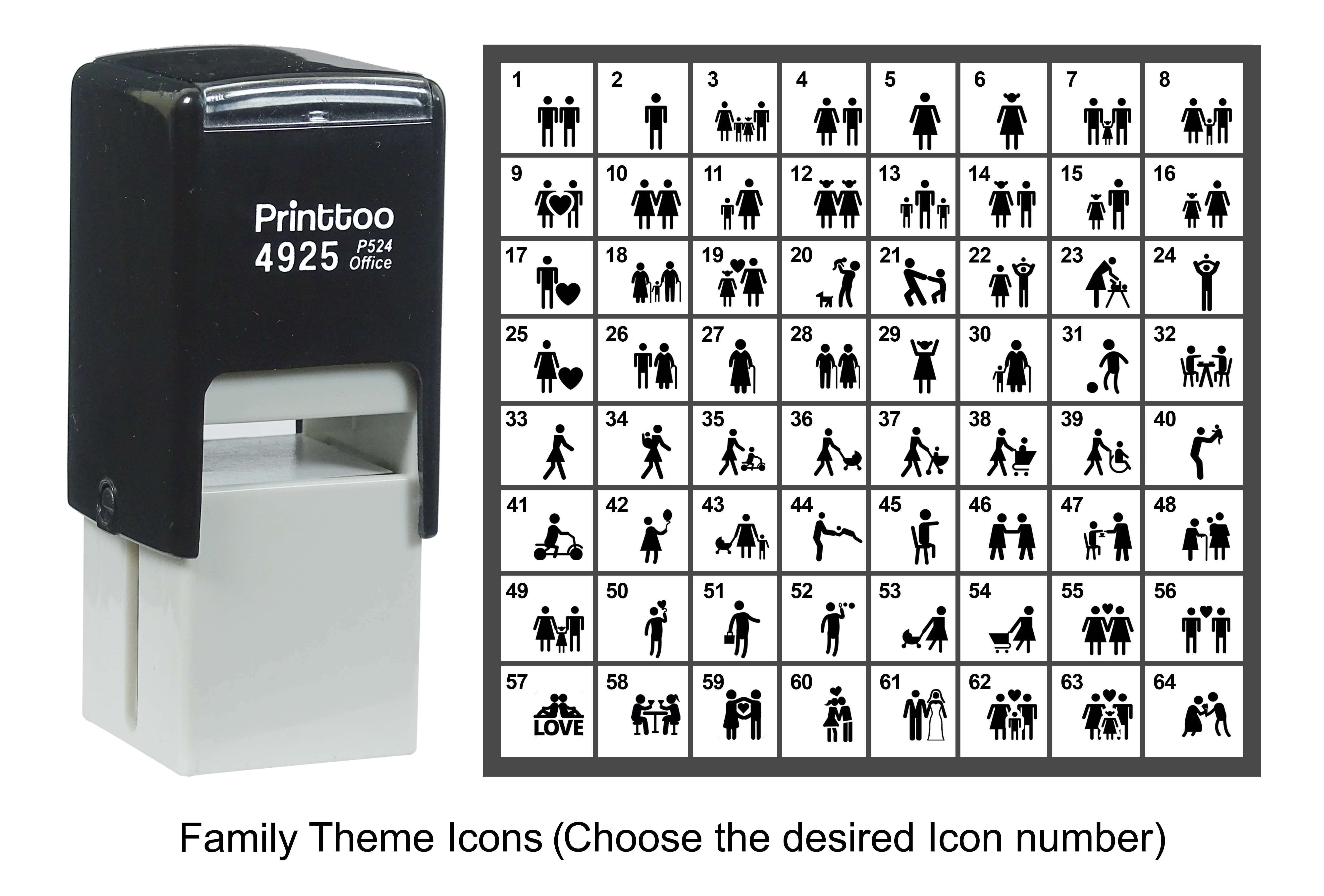 Printtoo Personalized Family Theme Icons Rubber Stamp Self Inking ...