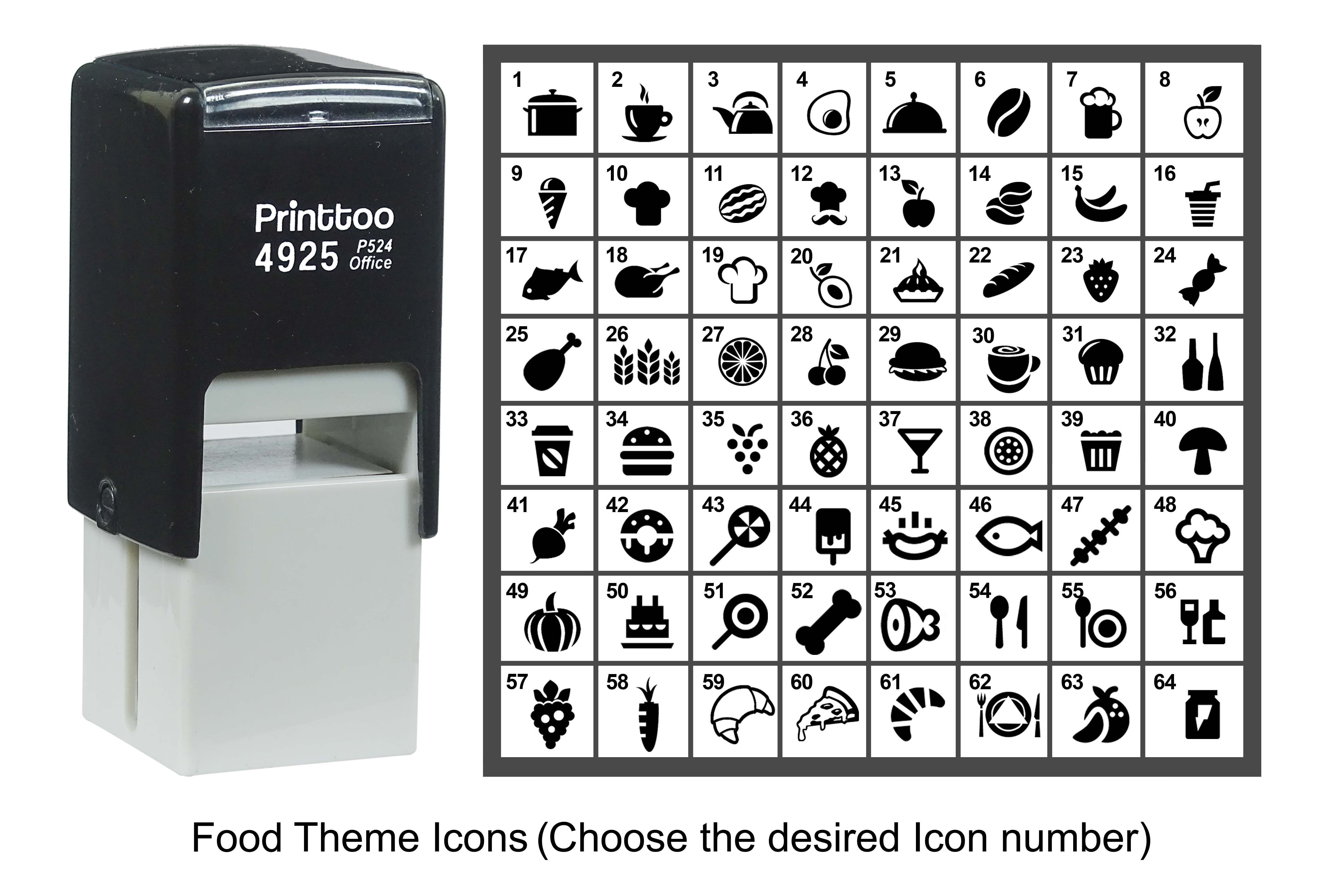 Printtoo Personalized Food Theme Icons Rubber Stamp Self Inking Stamper ...
