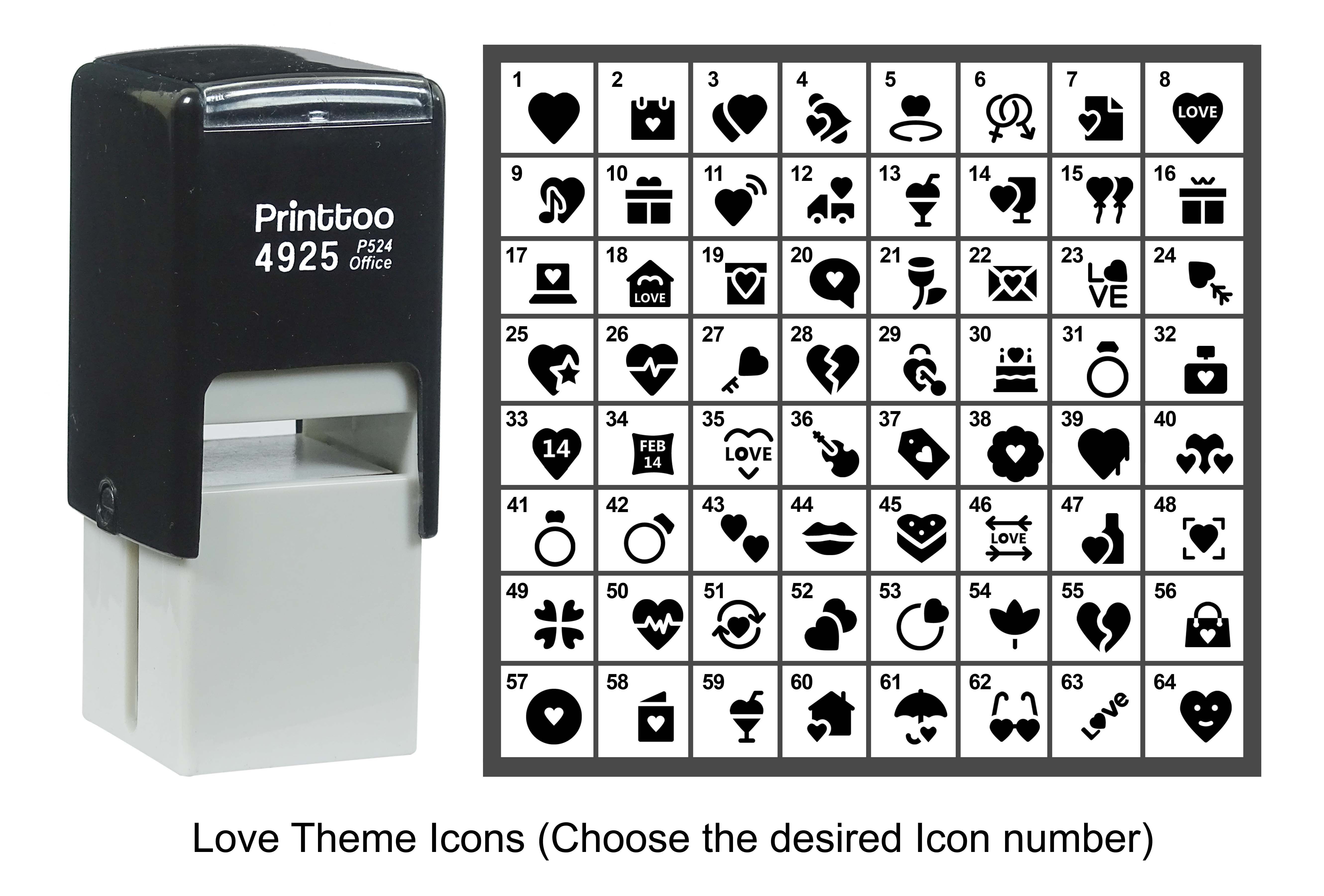 Printtoo Personalized Love Theme Icons Rubber Stamp Self Inking Stamper ...