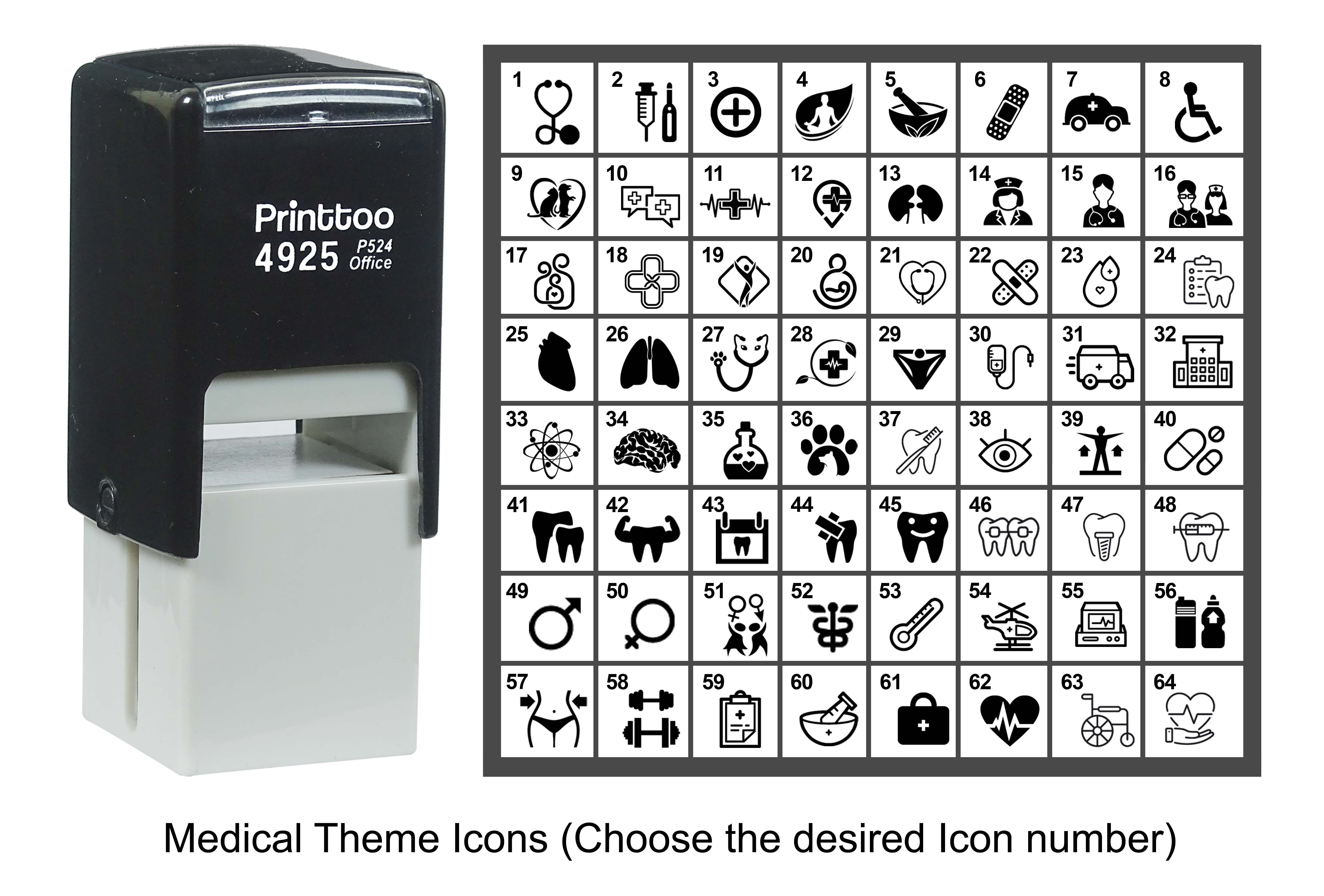 Printtoo Personalized Medical Theme Icons Rubber Stamp Self Inking ...