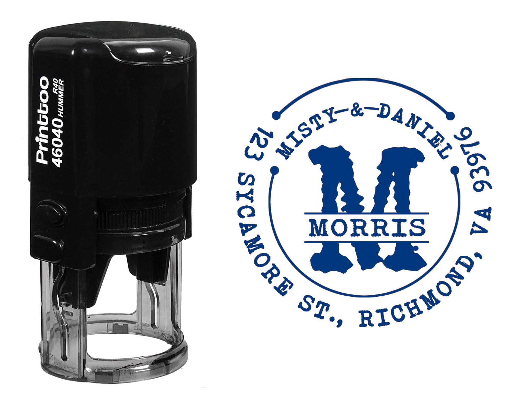 Printtoo Personalized Self Inking Return Address Stamper Custom Round ...