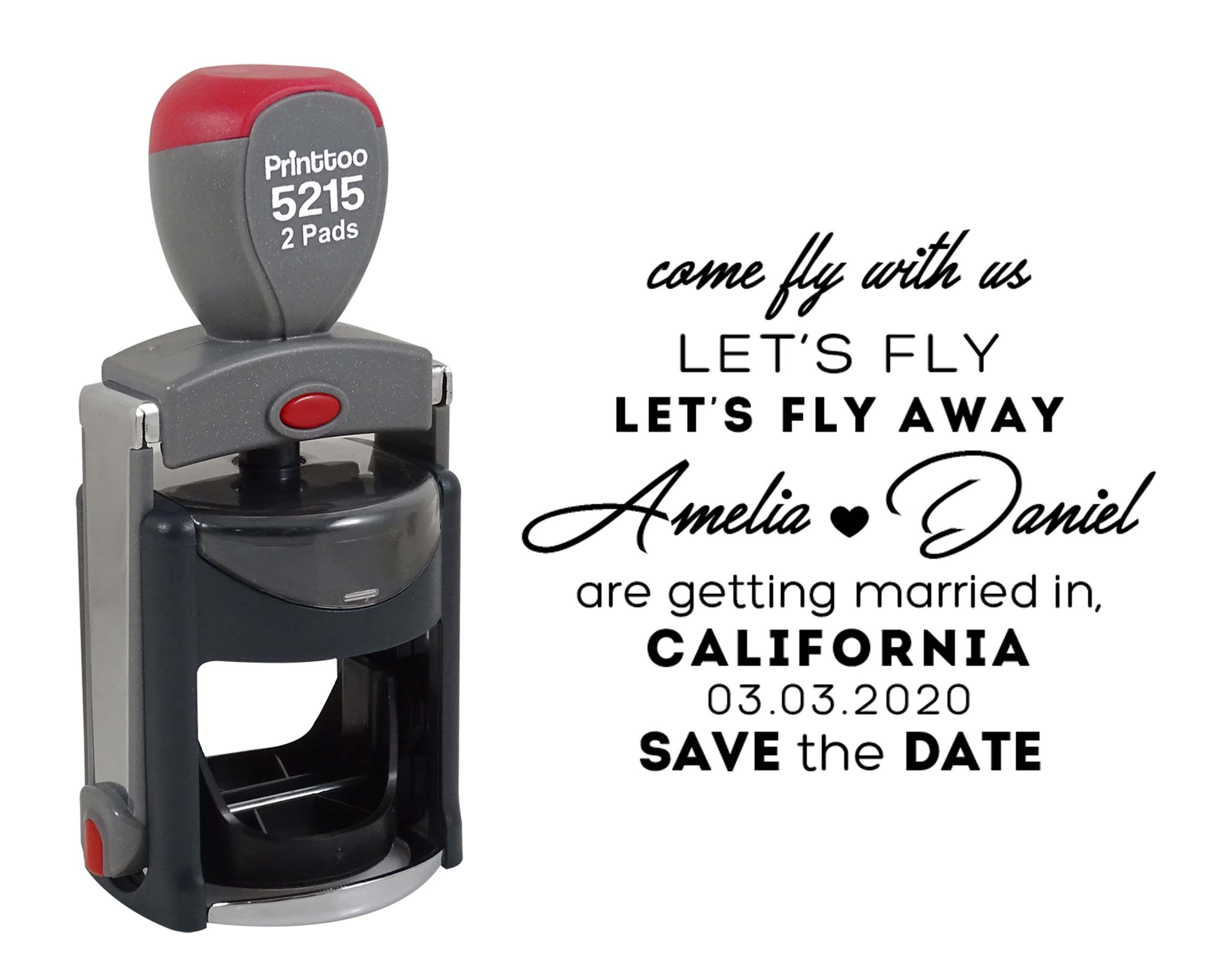 Printtoo Personalized Black Self Inking Wedding Favor Custom Stamper ...