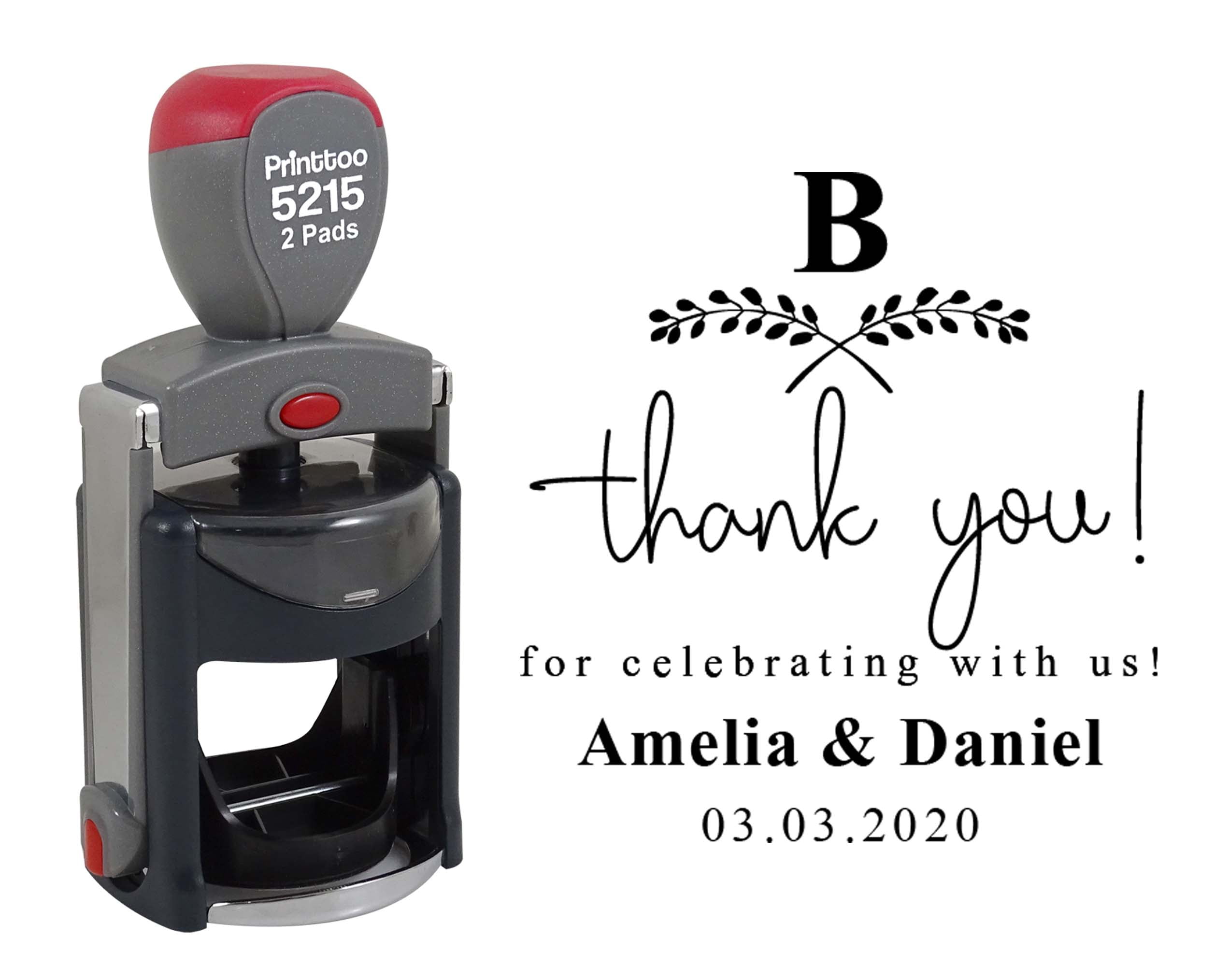 Printtoo Personalized Black Self Inking Wedding Favor Custom Stamper ...