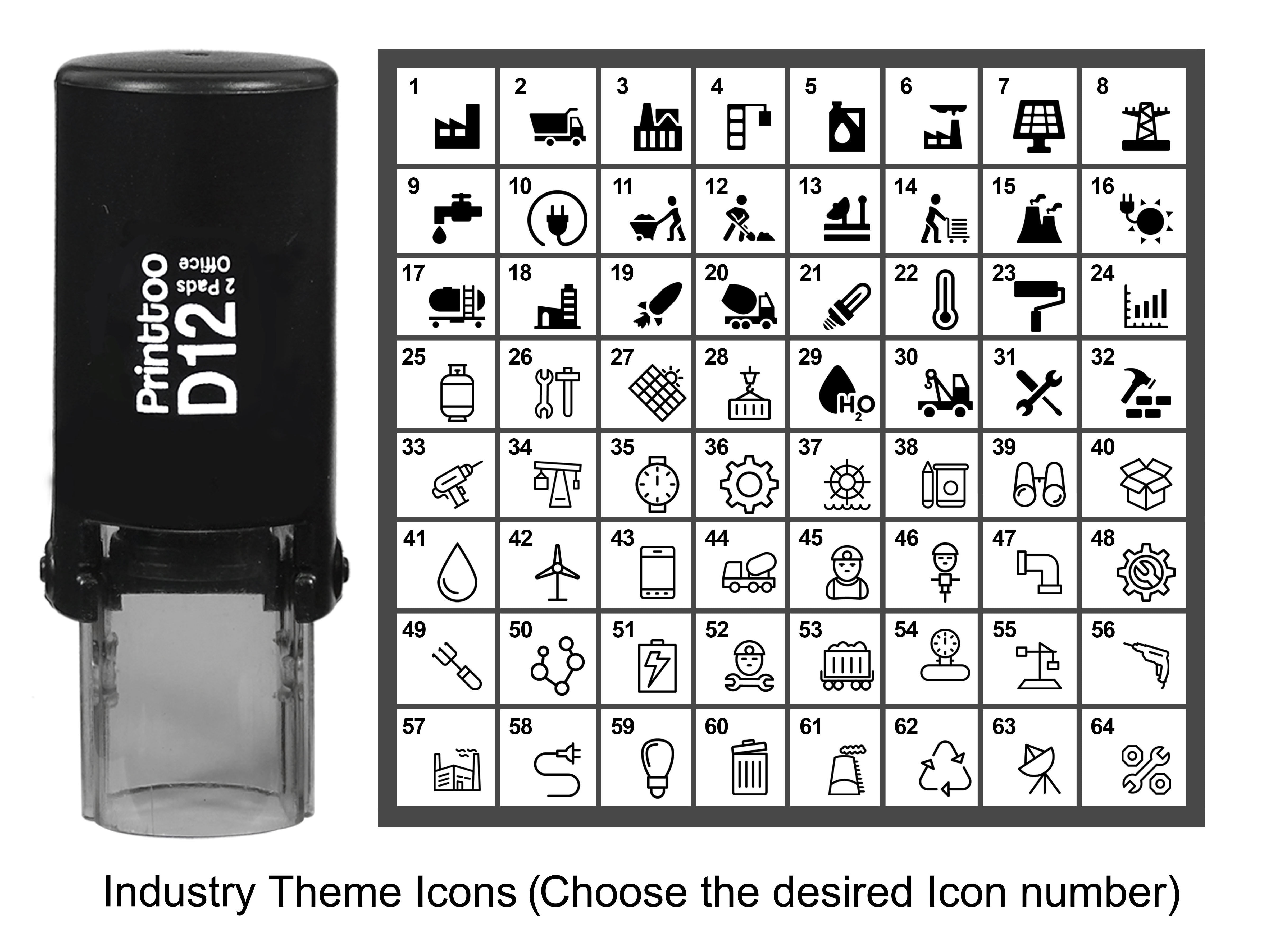 Printtoo Personalized Industry Theme Icons Round Rubber Stamp Self ...
