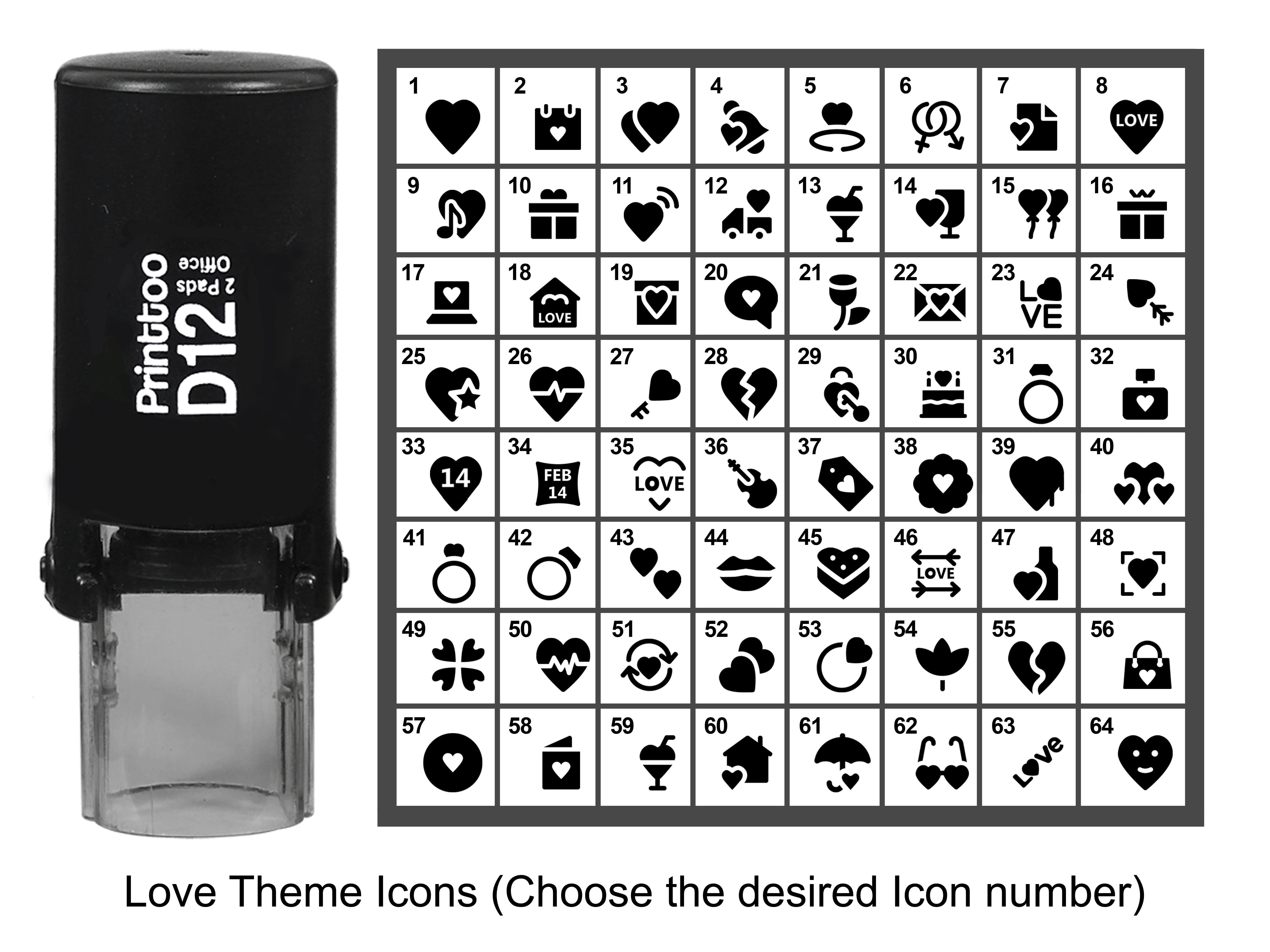 Printtoo Personalized Love Theme Icons Round Rubber Stamp Self Inking ...