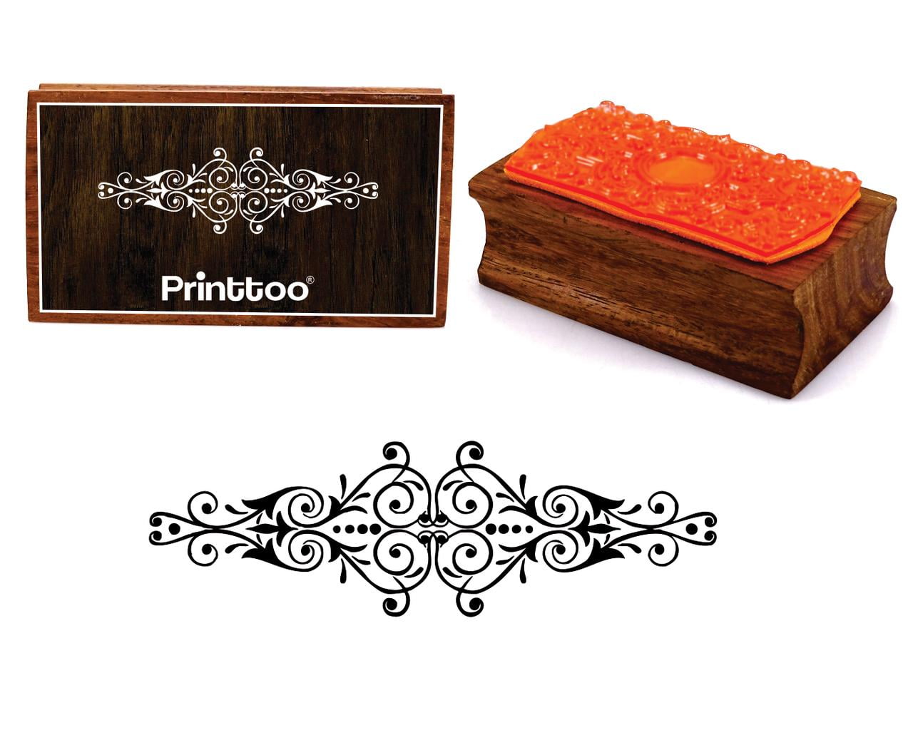 Printtoo Rectangular Swirl Border Design Wooden Rubber Stamp Block ...