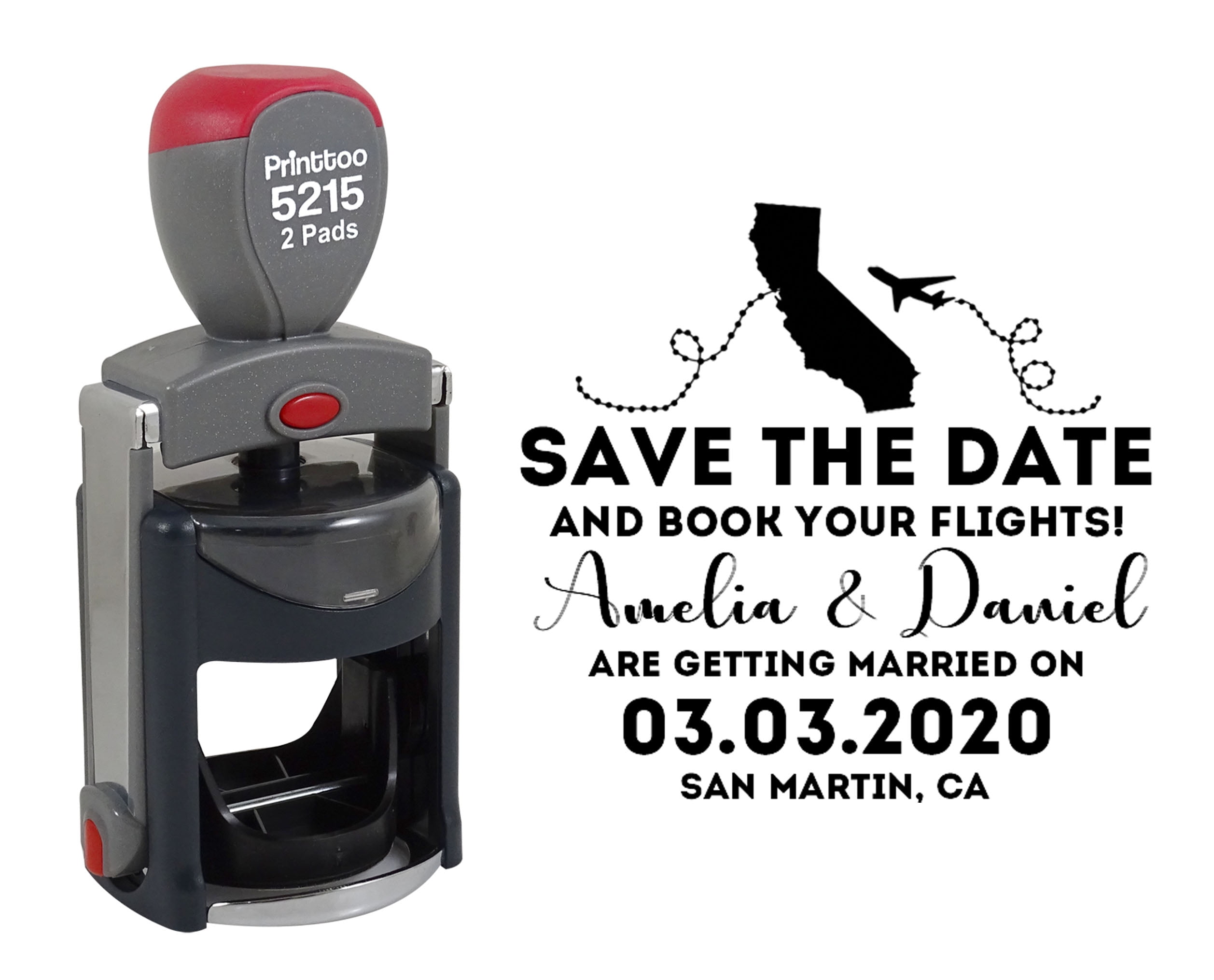 Printtoo Roound Personalized Black Self Inking Save The Date Stamp ...