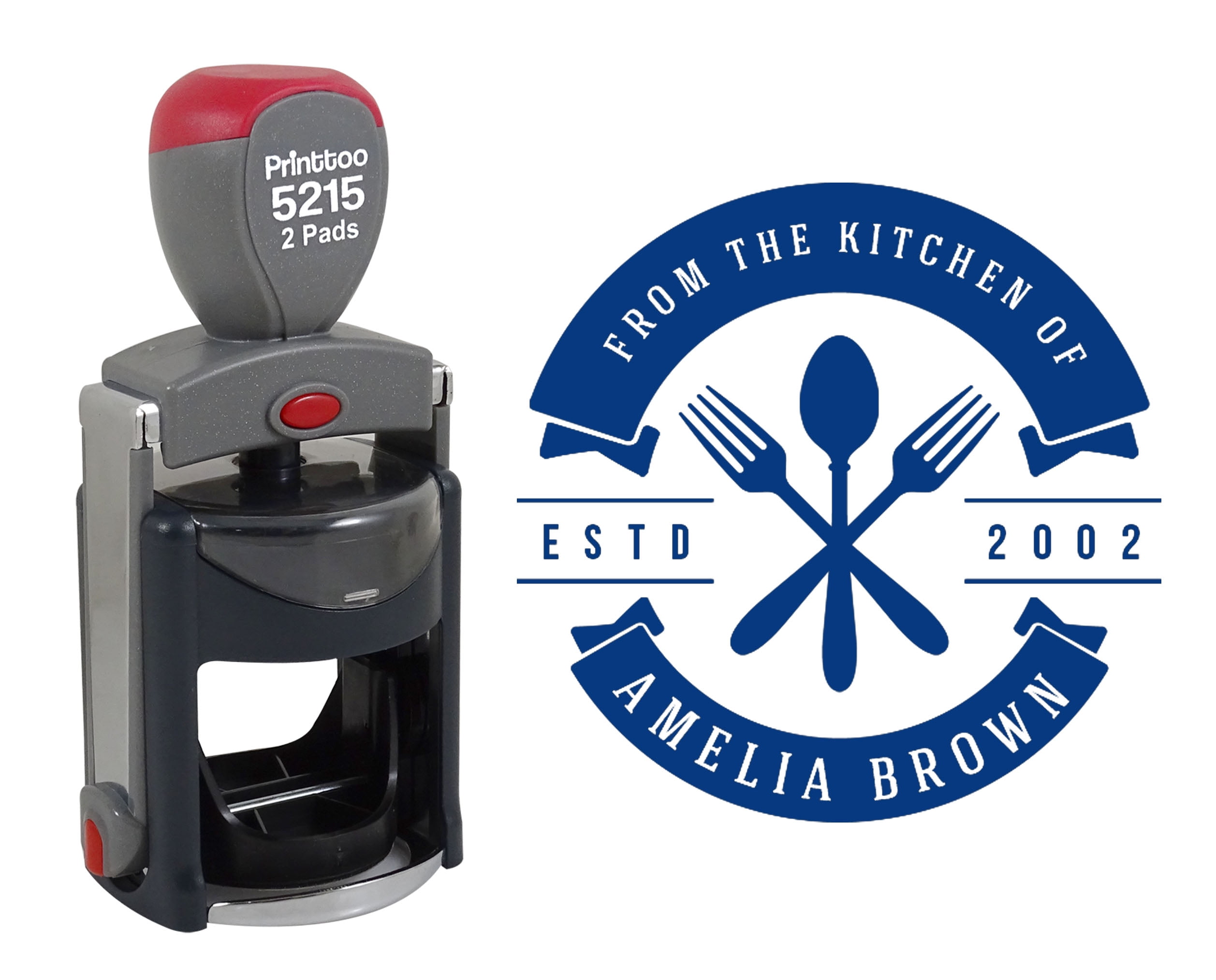 Printtoo Roound Personalized Blue Self Inking Kitchen Stamp Custom ...