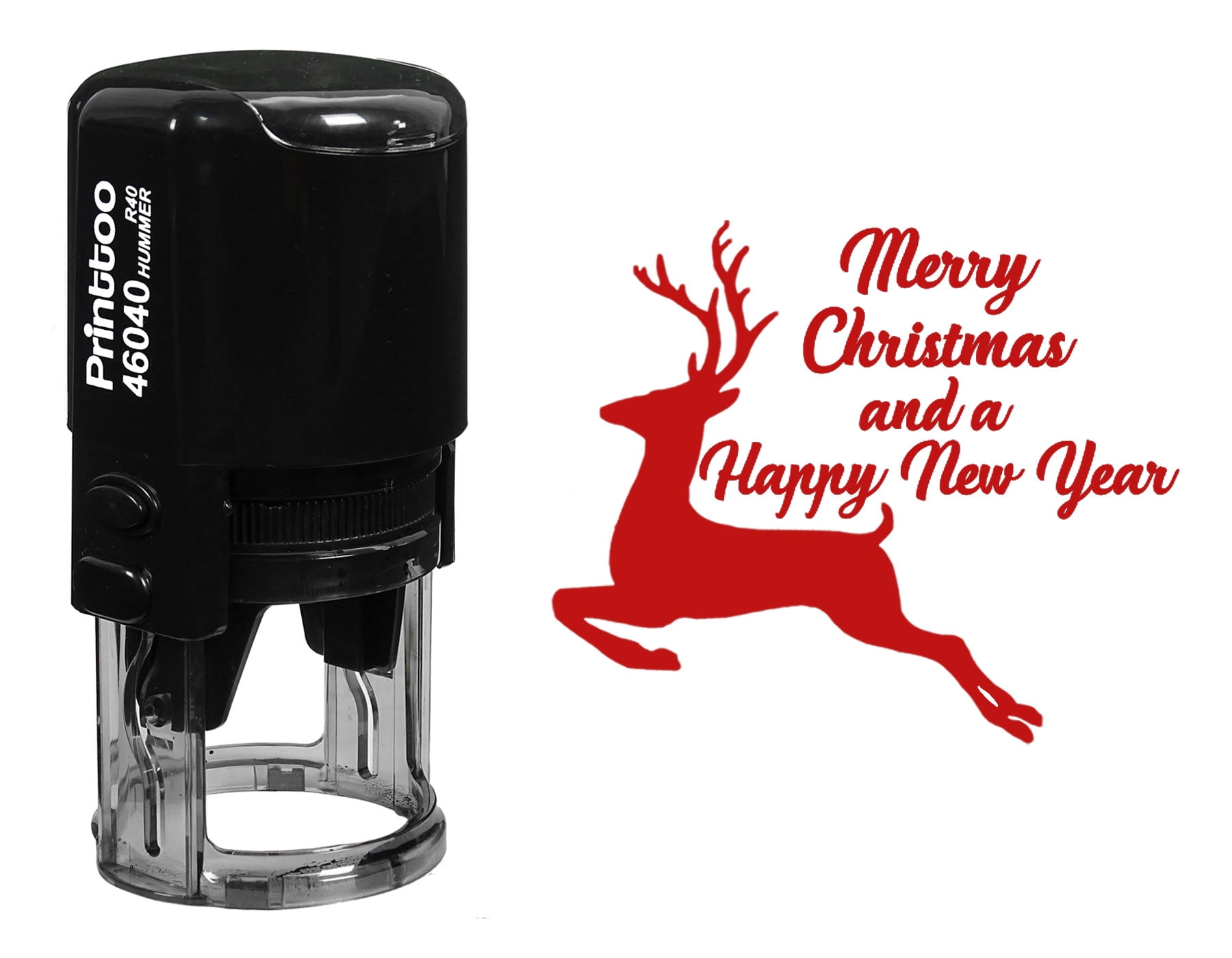 Printtoo Round Self Inking Merry Christmas And Happy New Year Rubber ...