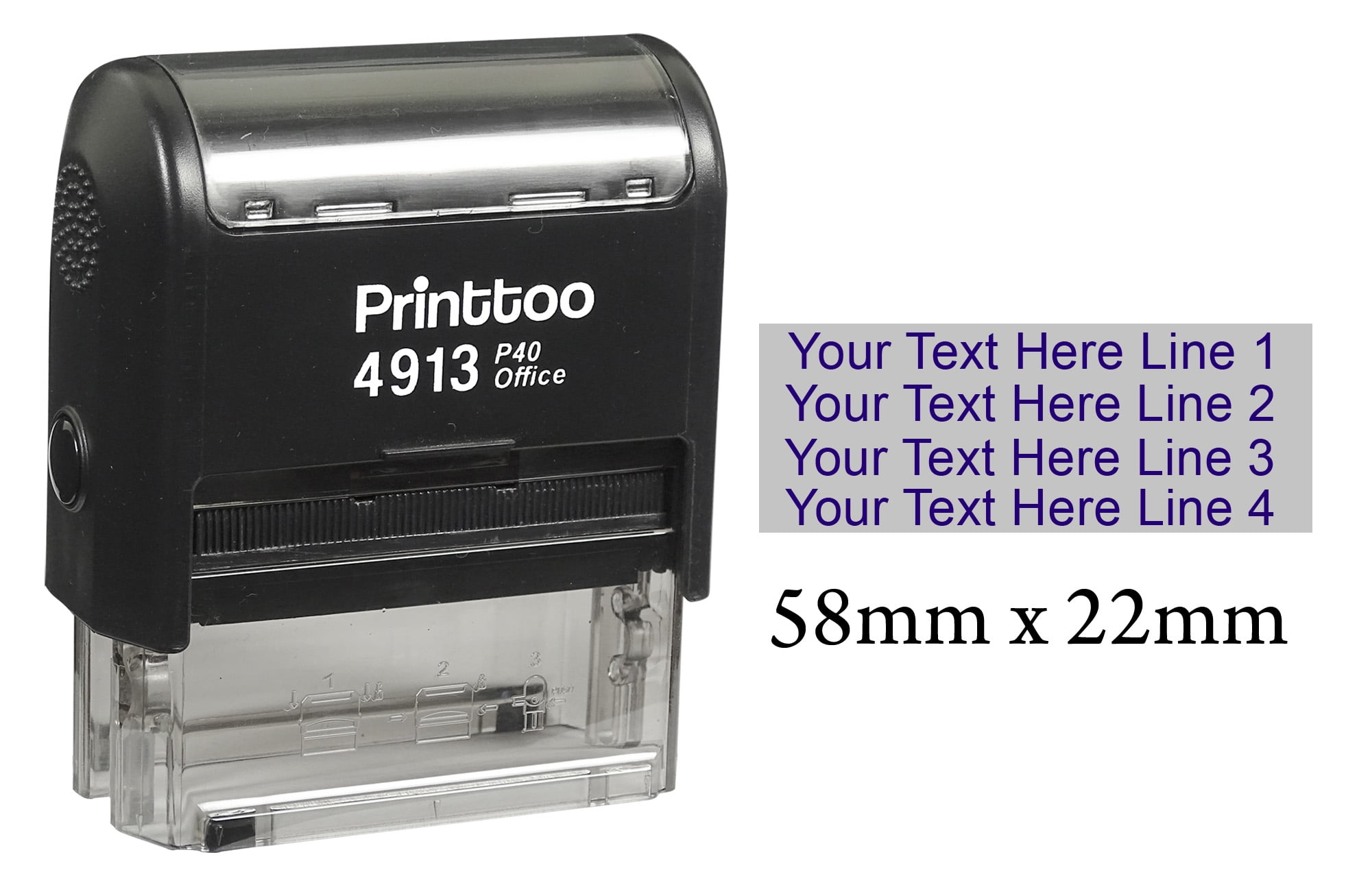 Printtoo Rubber Stamp Upto 4 Lines Of Custom Text Self Inking ...
