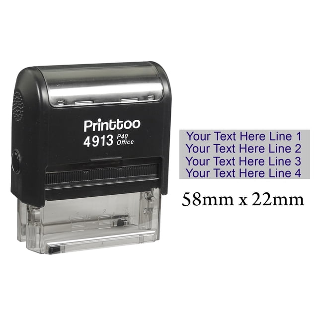 Printtoo Rubber Stamp Upto 4 Lines Of Custom Text Self Inking ...