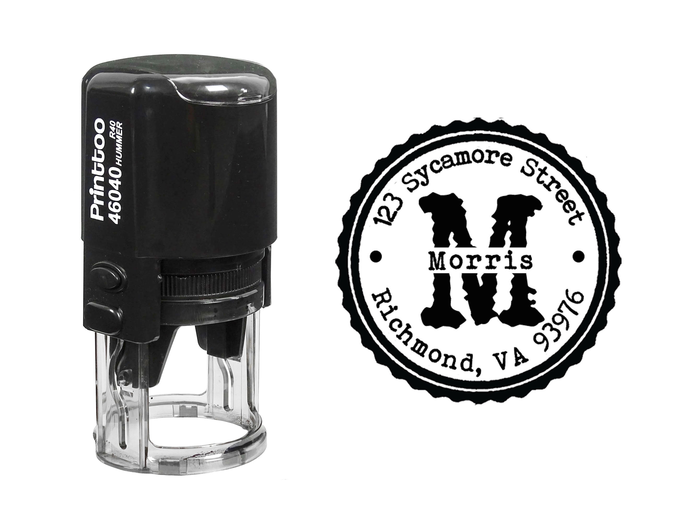 Printtoo Self Inking Custom Round Return Address Rubber Stamp Initial ...
