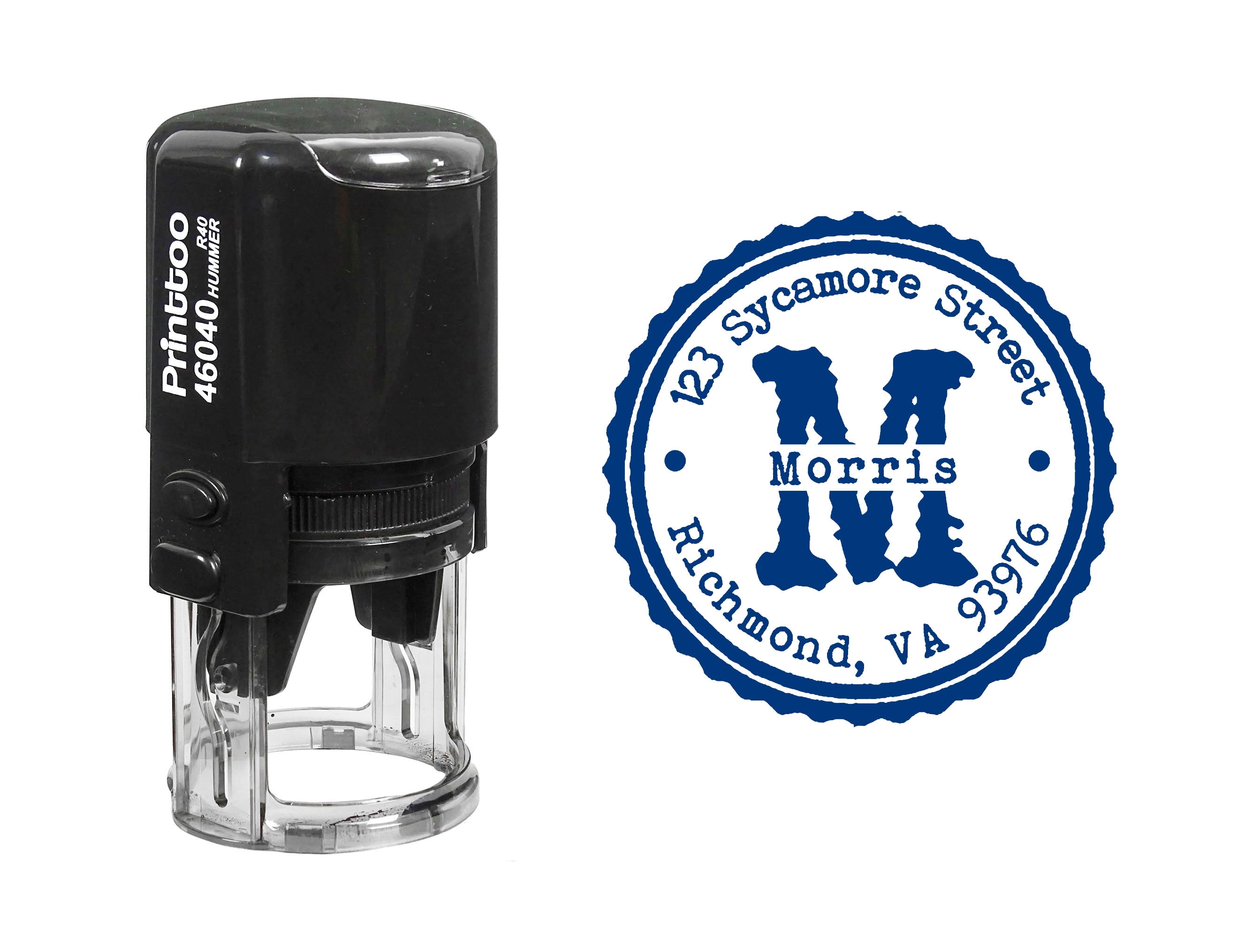 Printtoo Self Inking Custom Round Return Address Rubber Stamp Initial ...