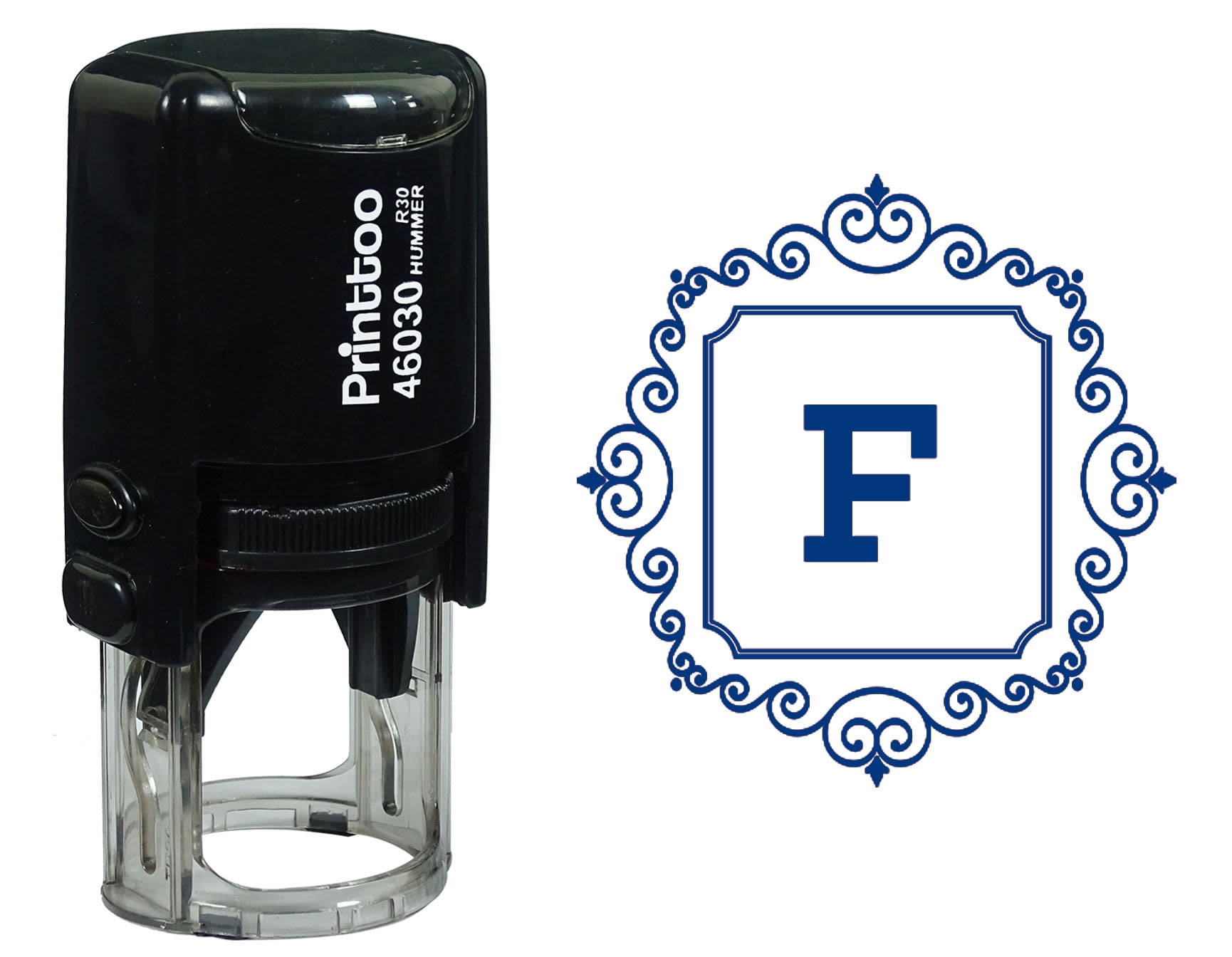 Printtoo Square Swirl Border Alphabet F Monogram Initial Self Inking ...