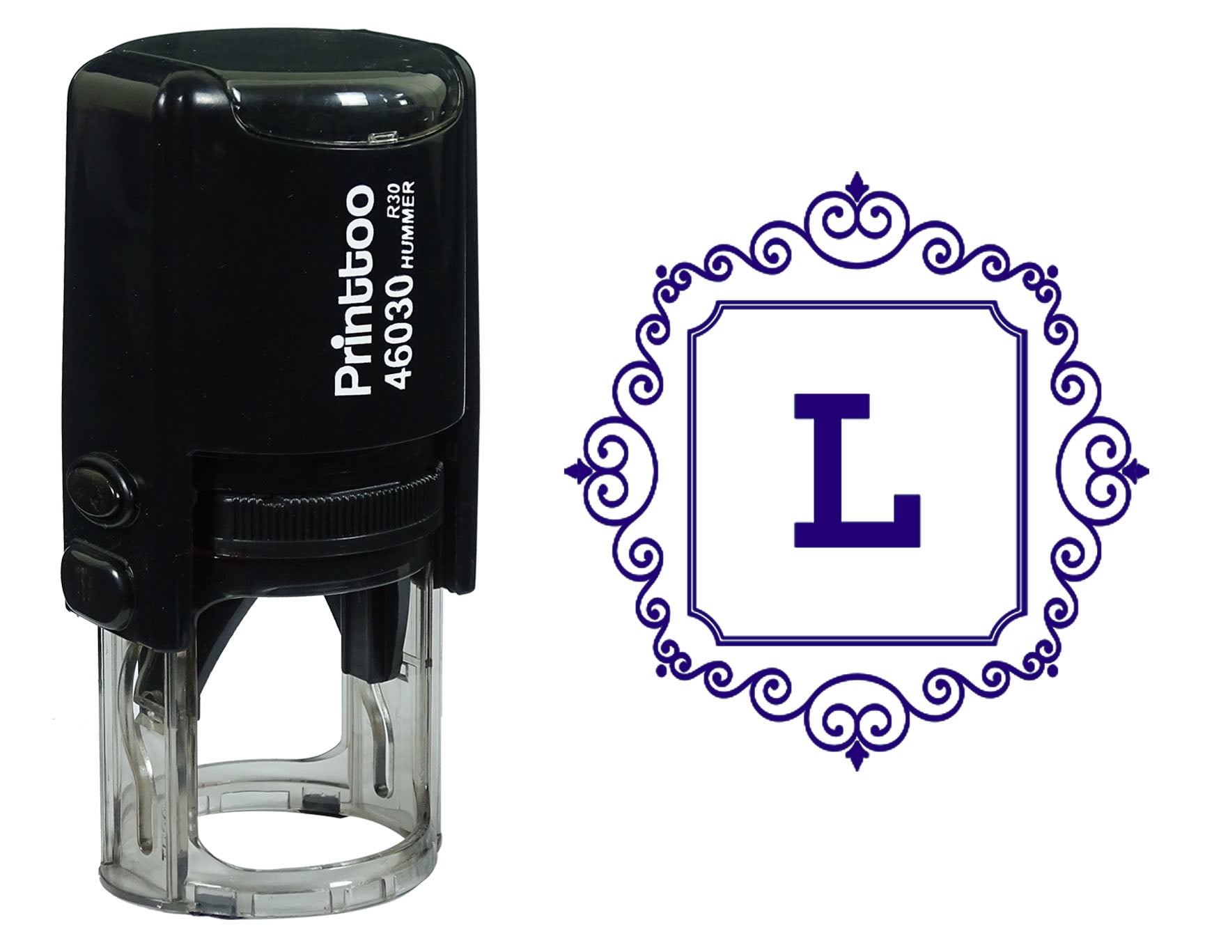 Printtoo Square Swirl Border Alphabet L Monogram Initial Self Inking ...