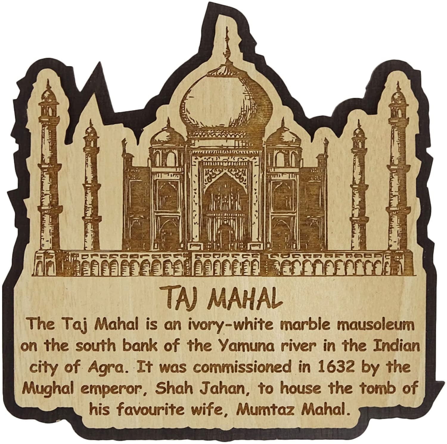 Printtoo Taj Mahal Wooden Engraved Fridge Magnet Souvenir Gift ...