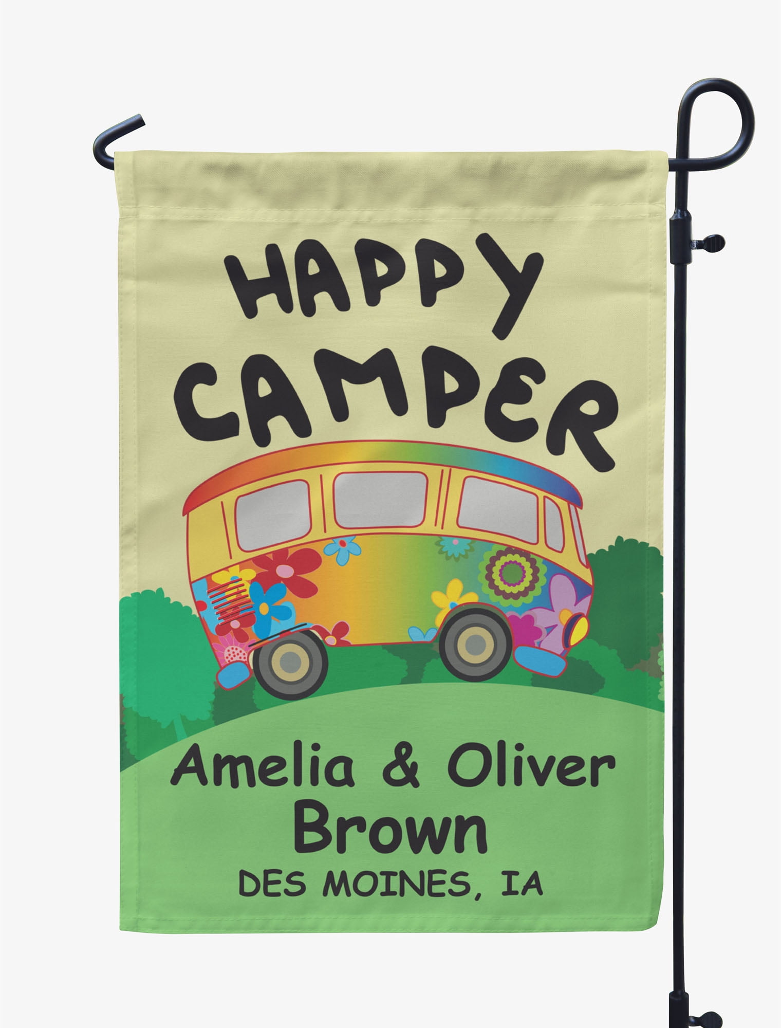 Printtoo Tan Happy Camper Caravans Personalized Camping Flags For ...