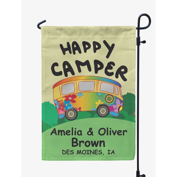 Printtoo Tan Happy Camper Caravans Personalized Camping Flags For ...
