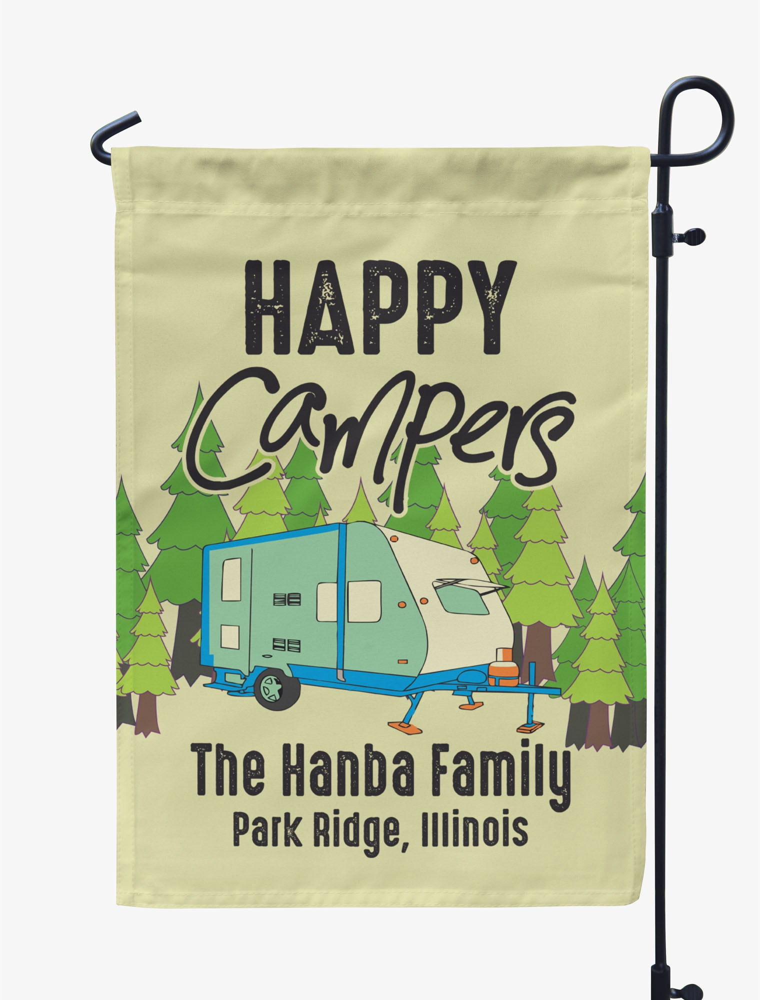 Printtoo Tan Happy Campers Big Travel Trailer 12.5x18 Inches Double ...