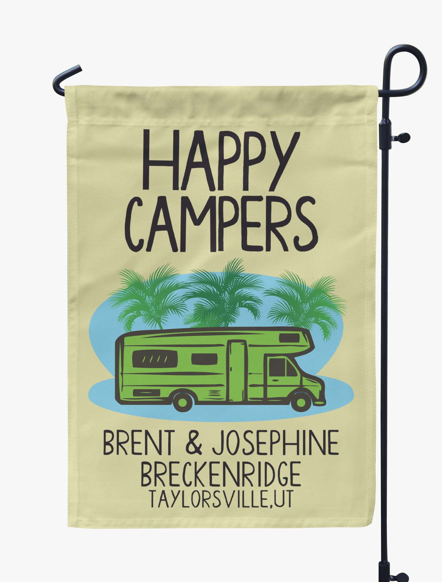 Printtoo Tan Happy Campers Class C Motorhome Personalized Camping Flags ...