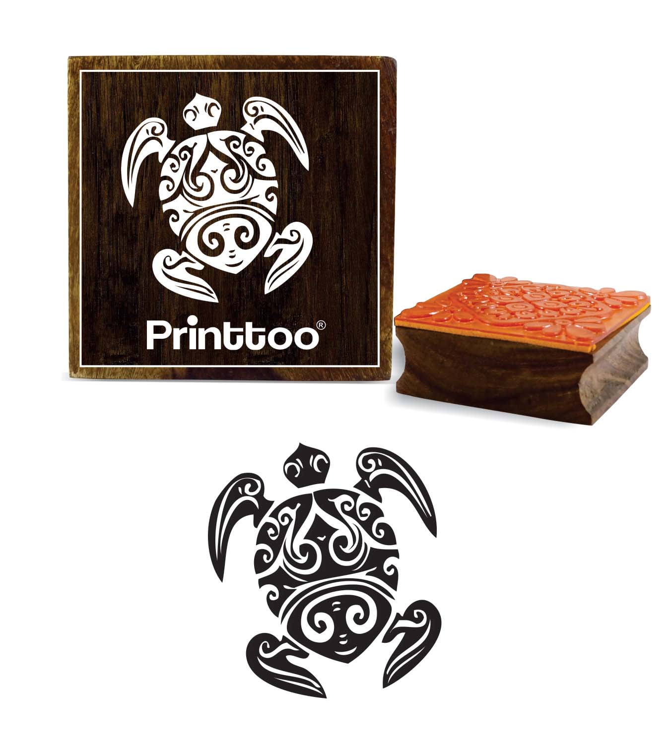 Printtoo Turtle Pattern Wooden Rubber Stamp Scrap-booking Craft Textile ...