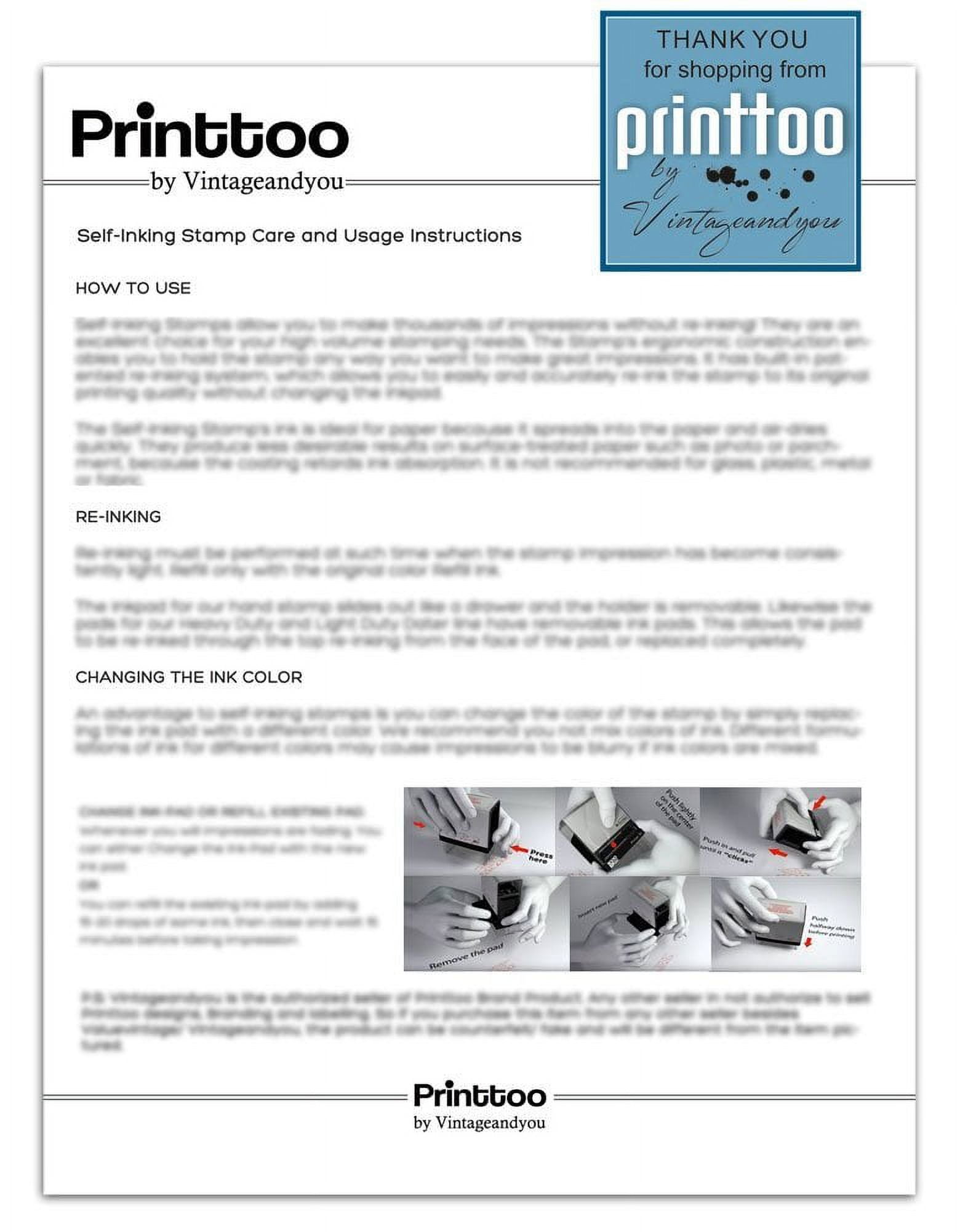 Printtoo UNTIDY WORK Self Inking Rubber Stamp Office Stationary Custom ...