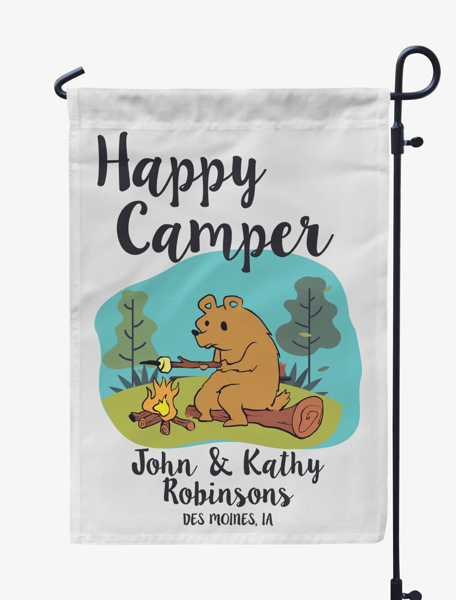 Printtoo White Happy Camper Garden Summer Personalized Camping Flags ...