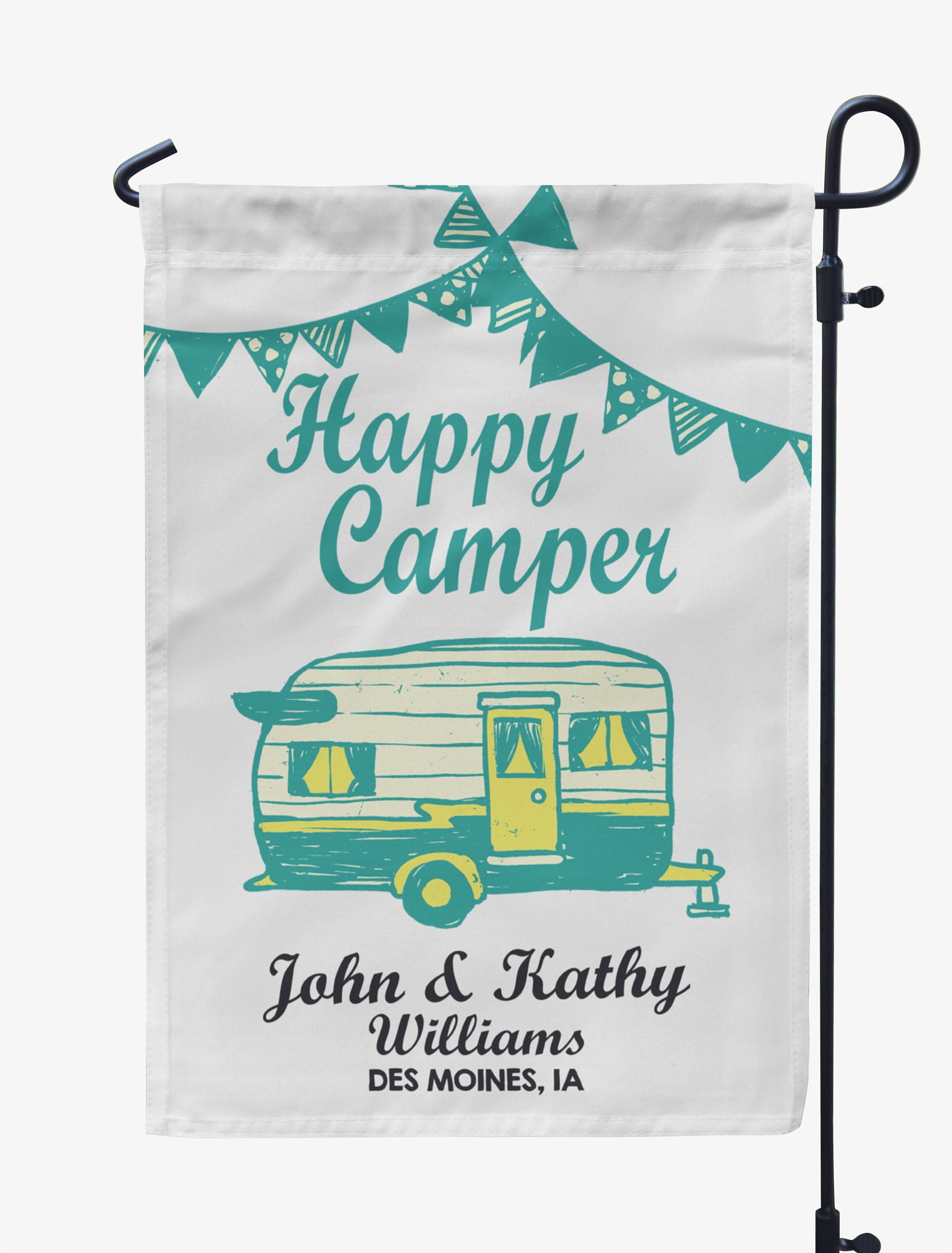 Printtoo White Happy Camper Retro Camp Trailer Personalized Camping ...