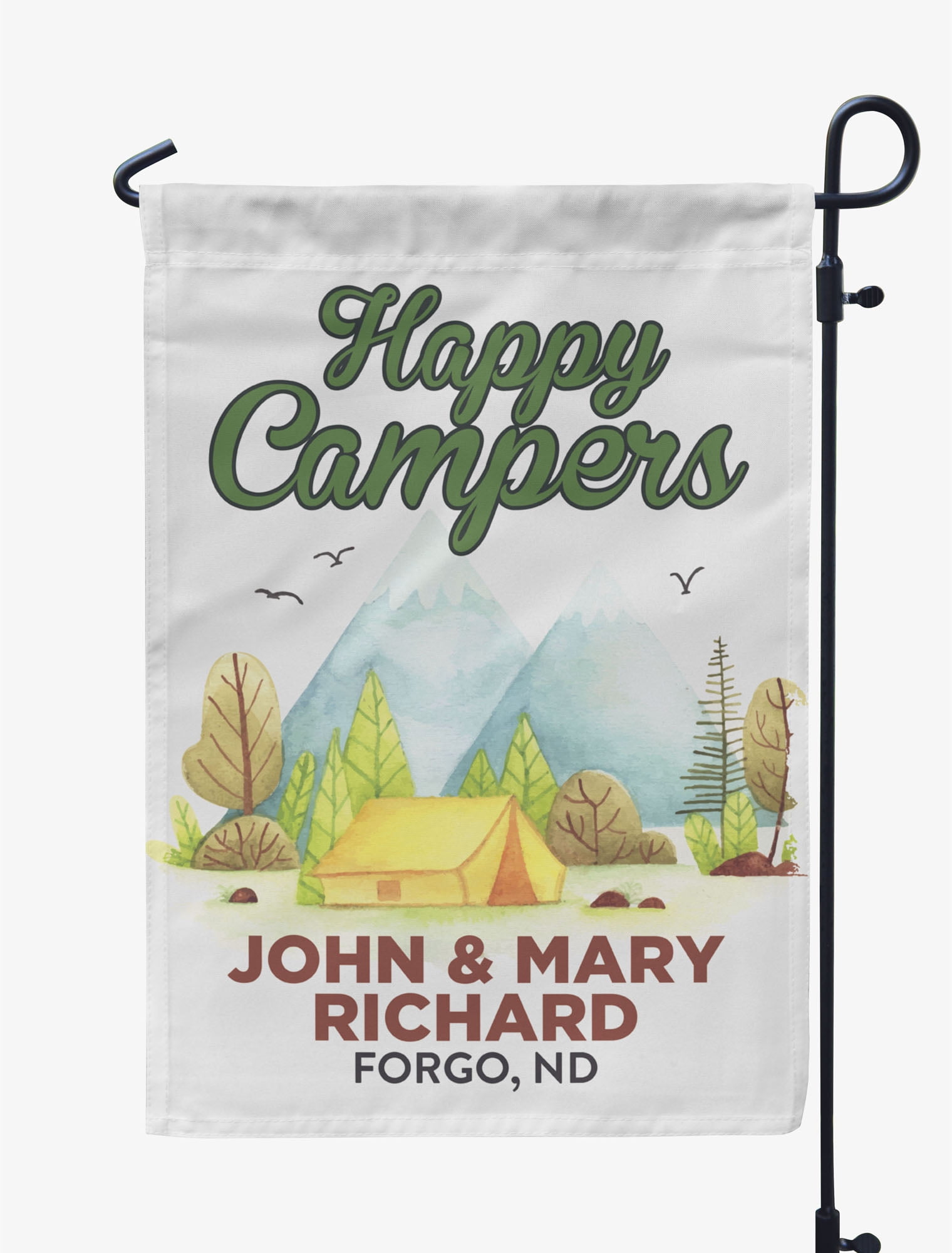 Printtoo White Happy Campers Campsite Personalized Camping Flags For ...