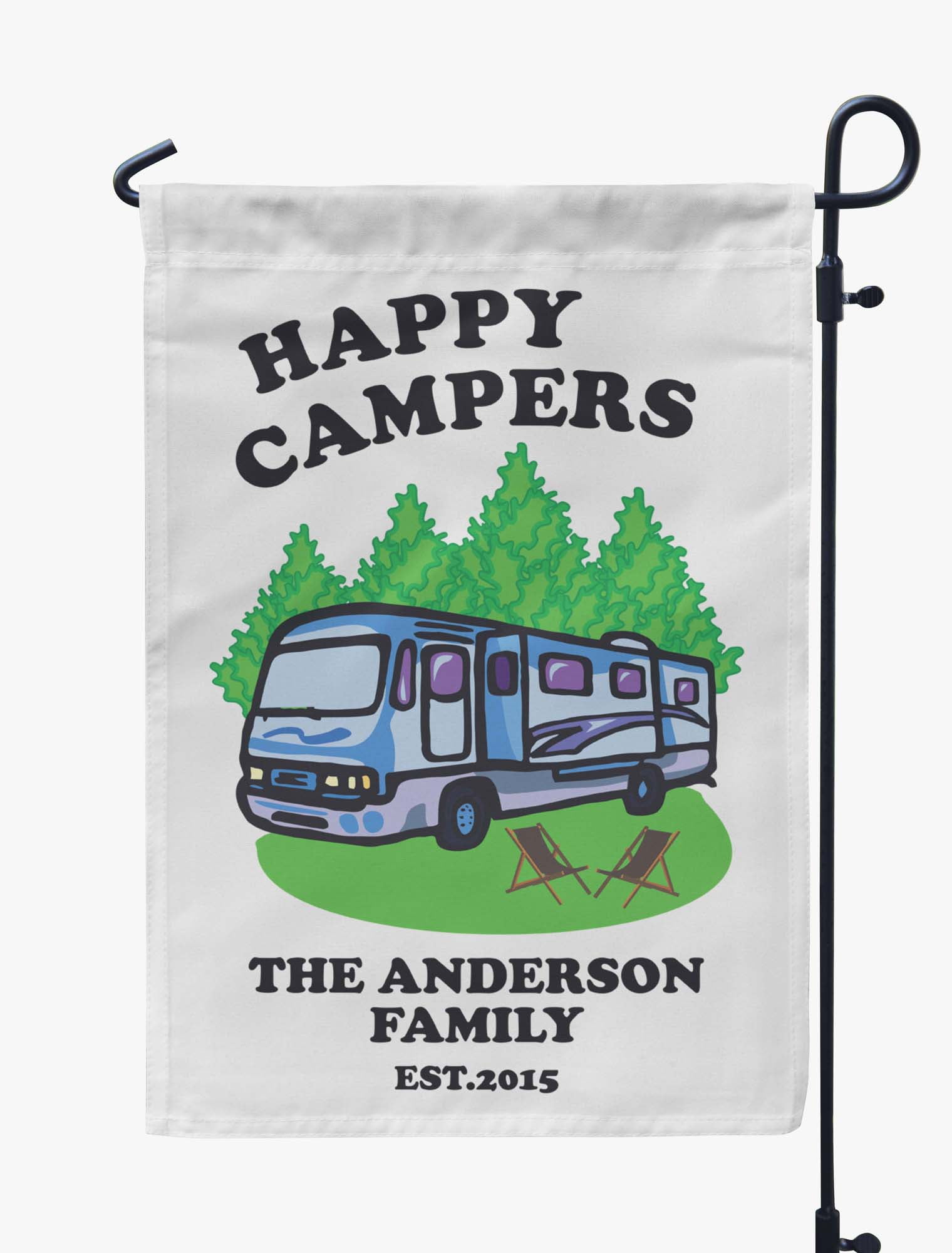 Printtoo White Happy Campers Motorhome Personalized Camping Flags For ...
