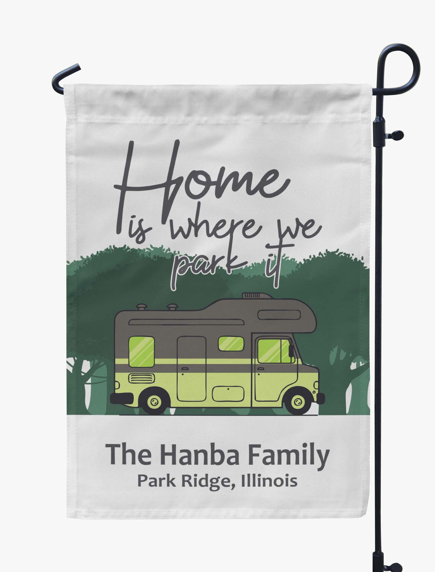 Printtoo White Home Is Where We Park It Class C Motorhome Camping Flags ...
