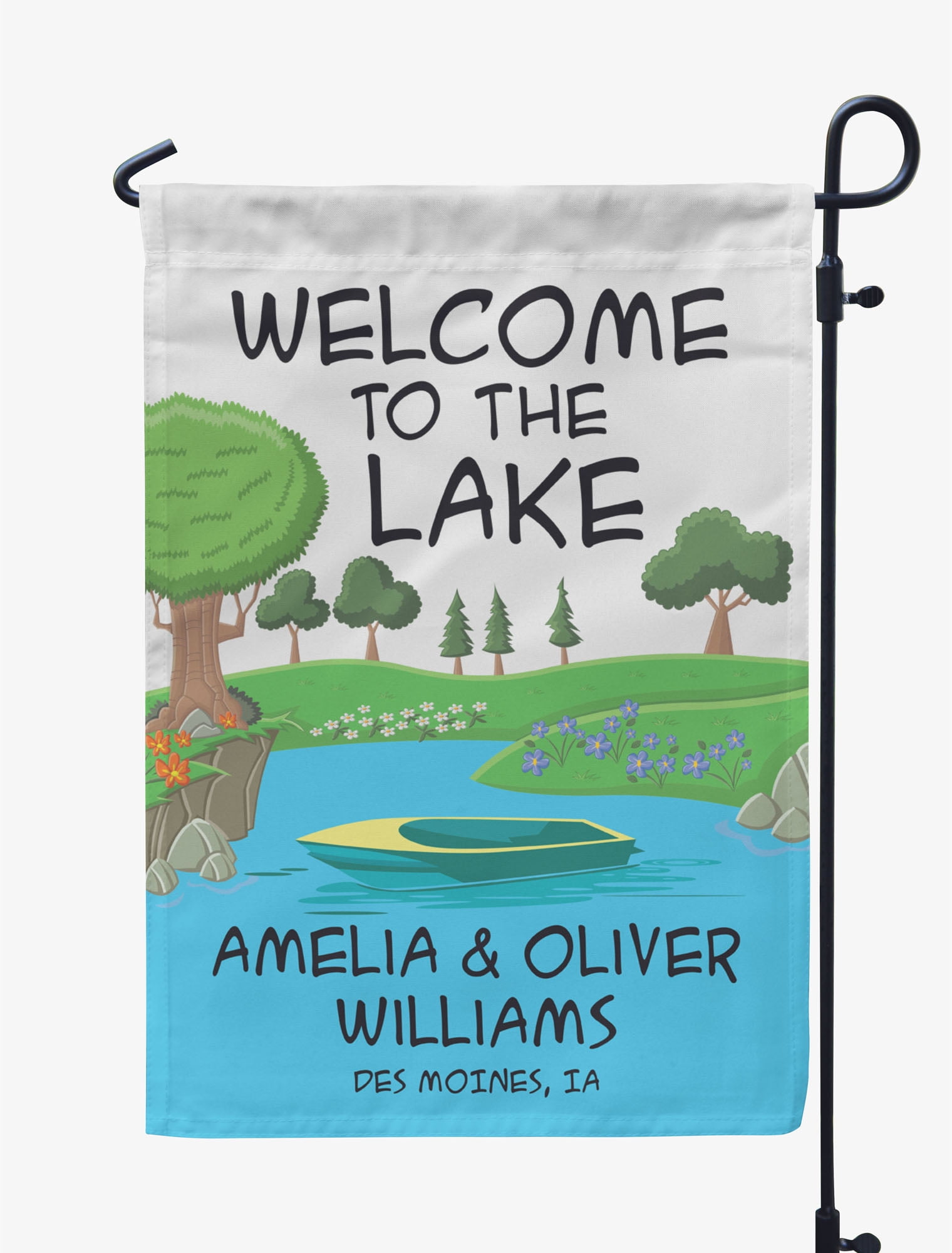 Printtoo White Welcome To The Lake Outdoor Personalized Camping Flags ...