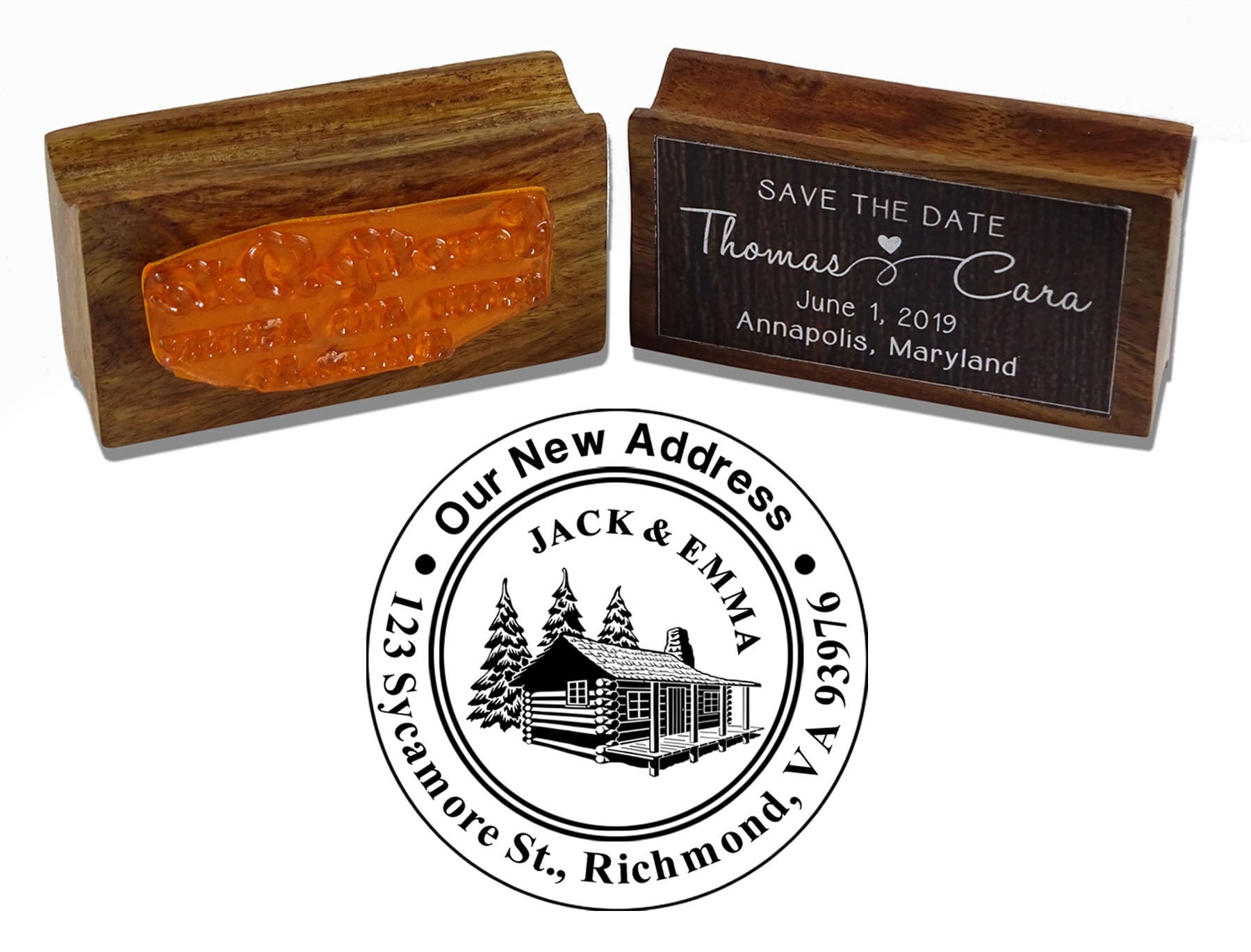 Printtoo Wood Mounted Custom Round Our New Address Rubber Stamp House ...