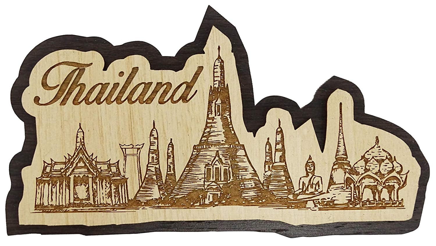 Printtoo Wooden Thailand Monuments Engraved Fridge Magnet Souvenir Gift ...