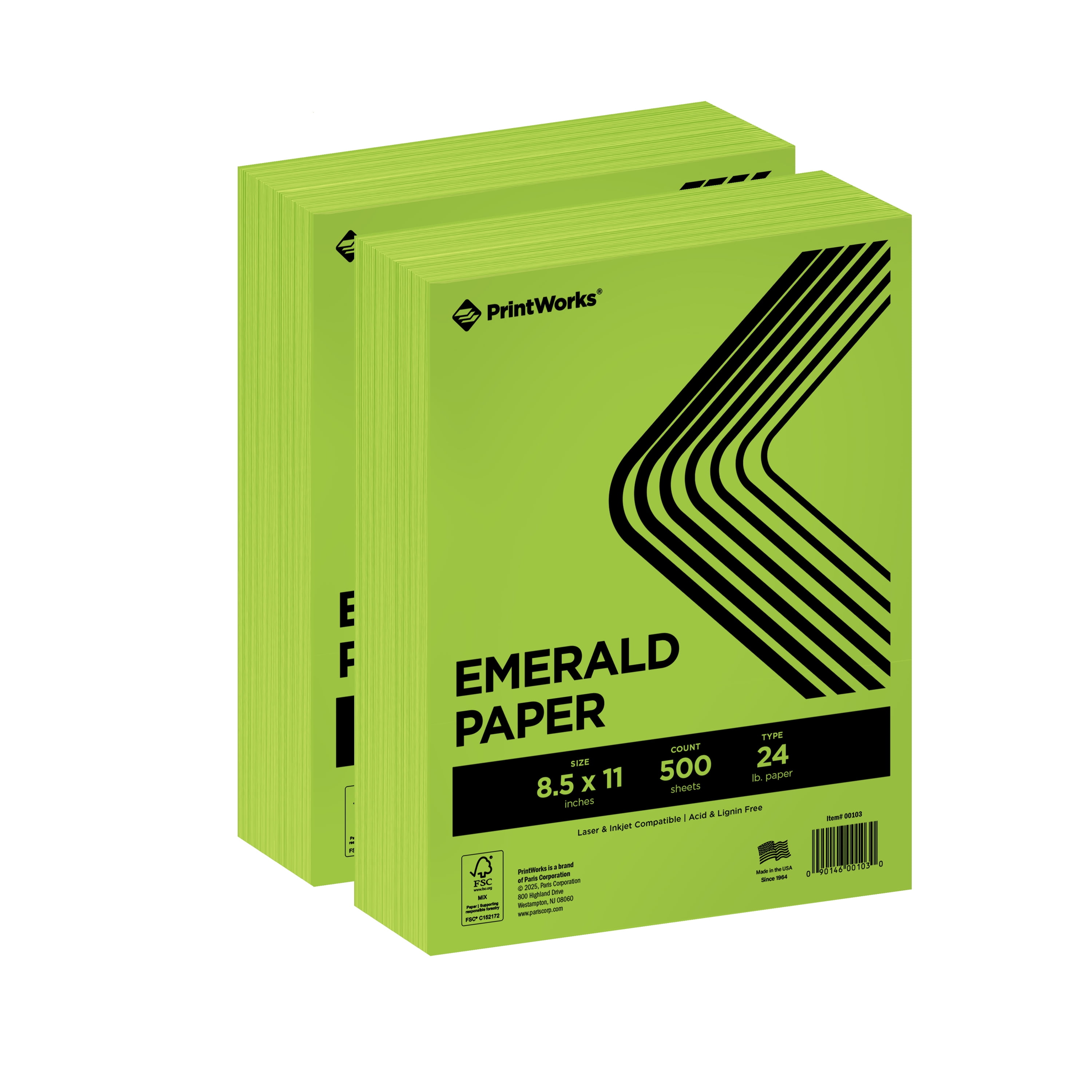 Printworks Bright Color Paper, Emerald Green, 8.5 x 11, 24 lb, 1000 ...
