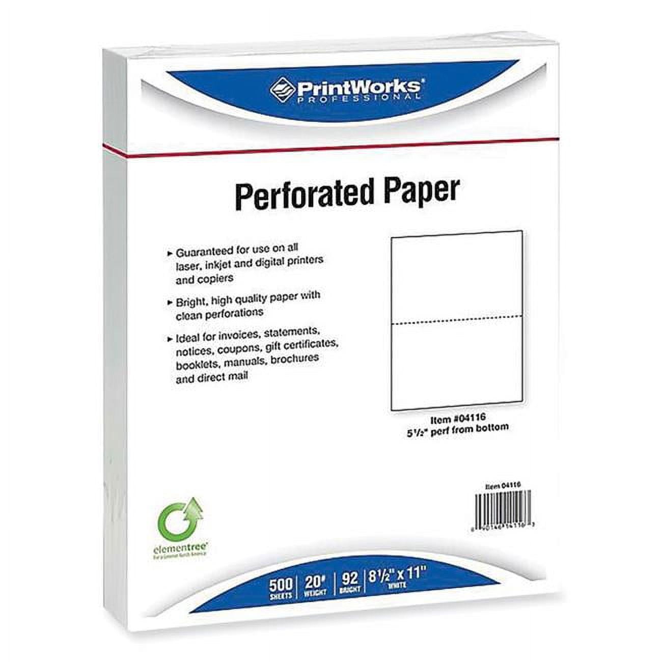 Printworks Professional Perforated & Punched Paper - 20 lbs Bond - 8.5 ...