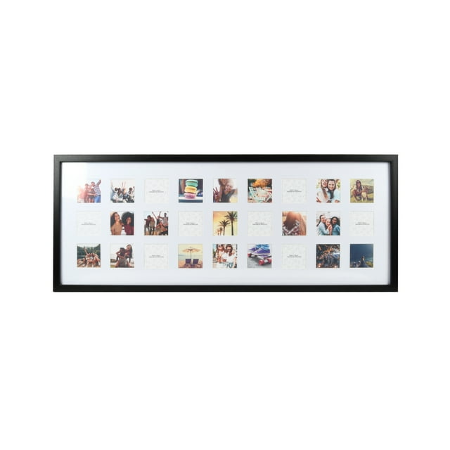 Prinz 27-Opening 16" x 40" Black Matted Collage Picture Frame, for 3x3 ...