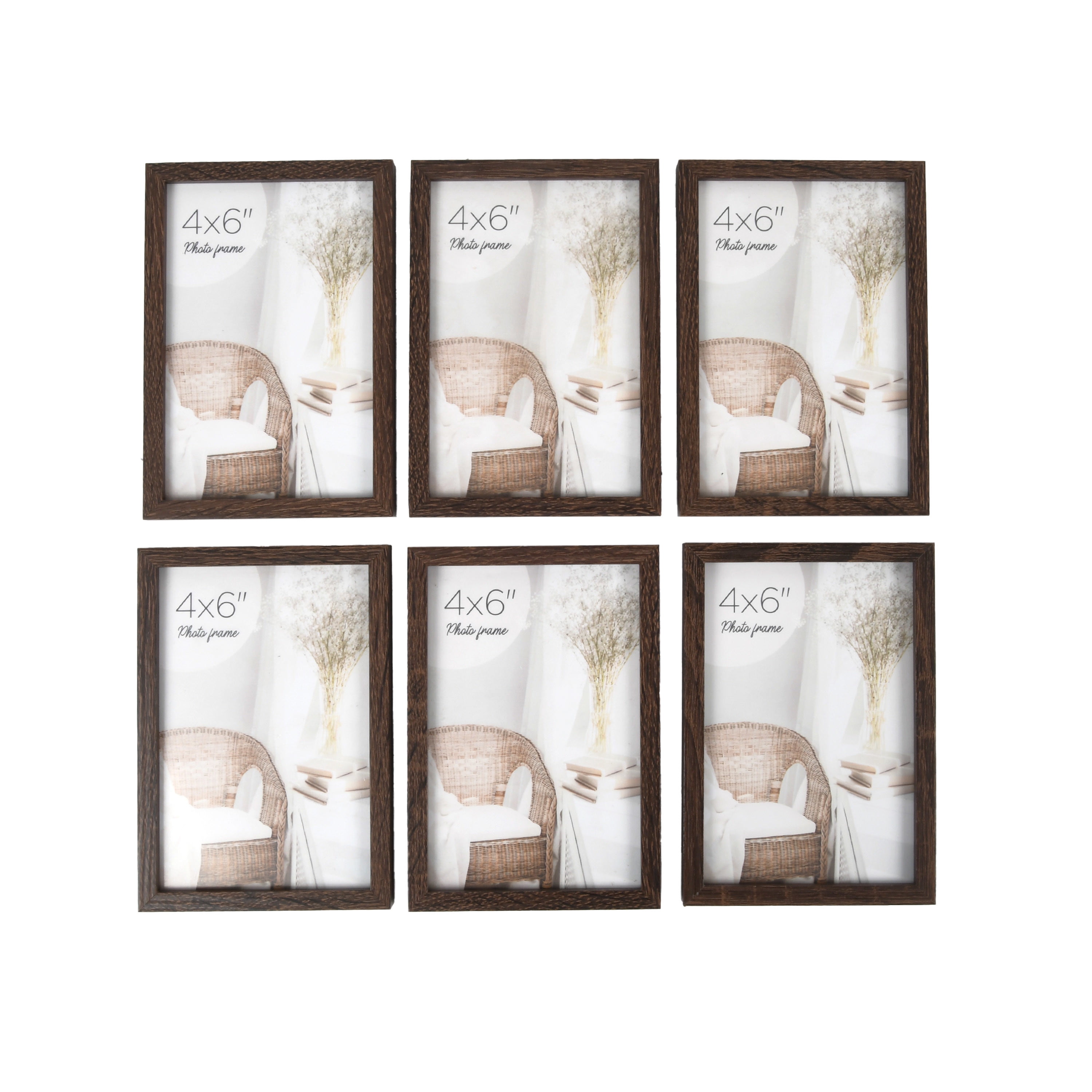 Prinz Dakota 4x6" Brown Linear Picture Frame, Set of 6 Photo Frames ...