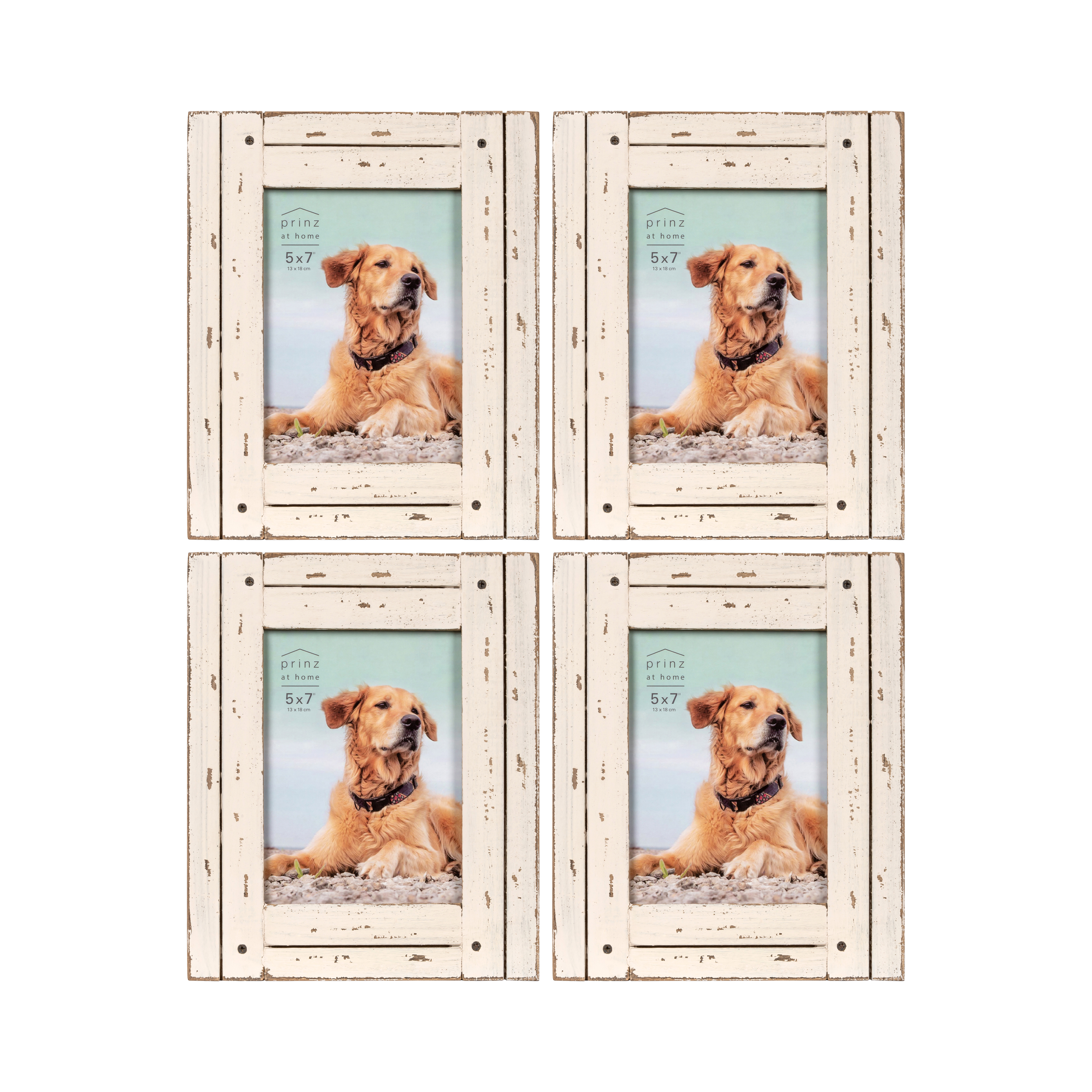 Prinz Homestead 5 x 7 Rustic Wood Tabletop Frame, Antique White, Set of ...